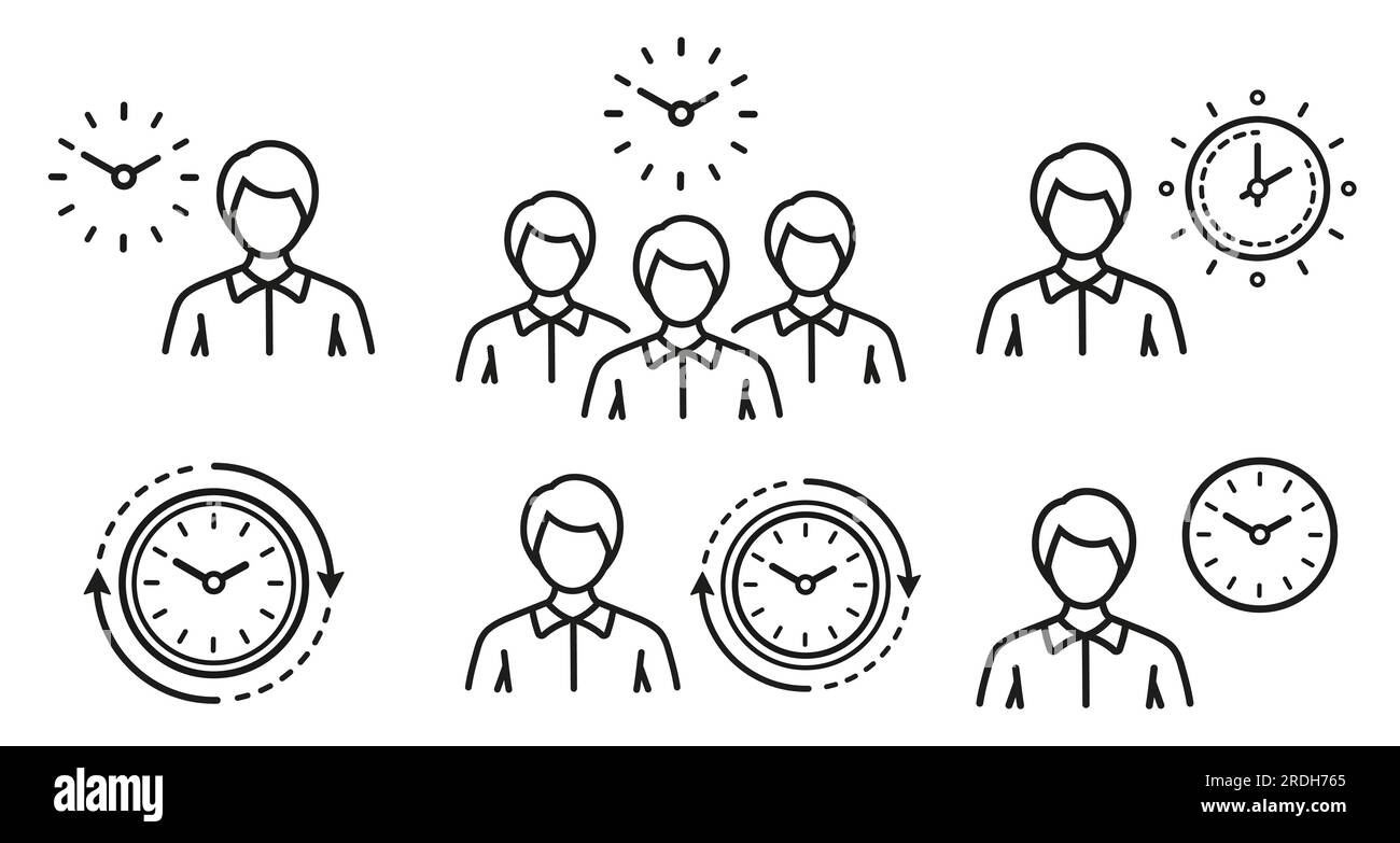 Waiting person and clock, business time management, office work hours, customer service period ...