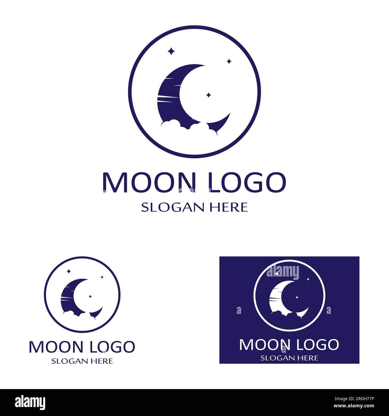 full moon and half moon logo, with logo vector icon concept design and ...