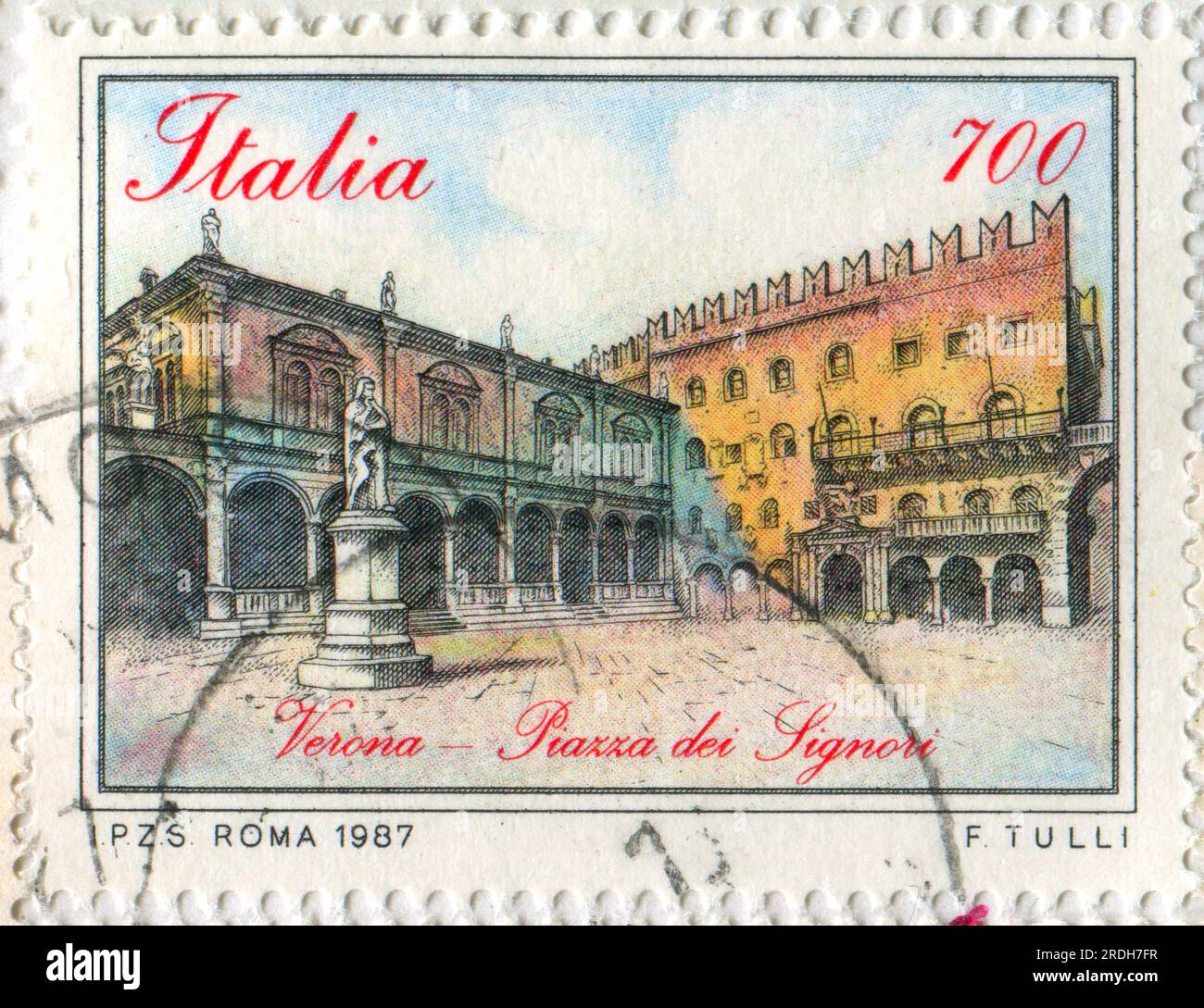 ITALY - CIRCA 1987: stamp printed by Italy, shows Piazza dei Signori ...