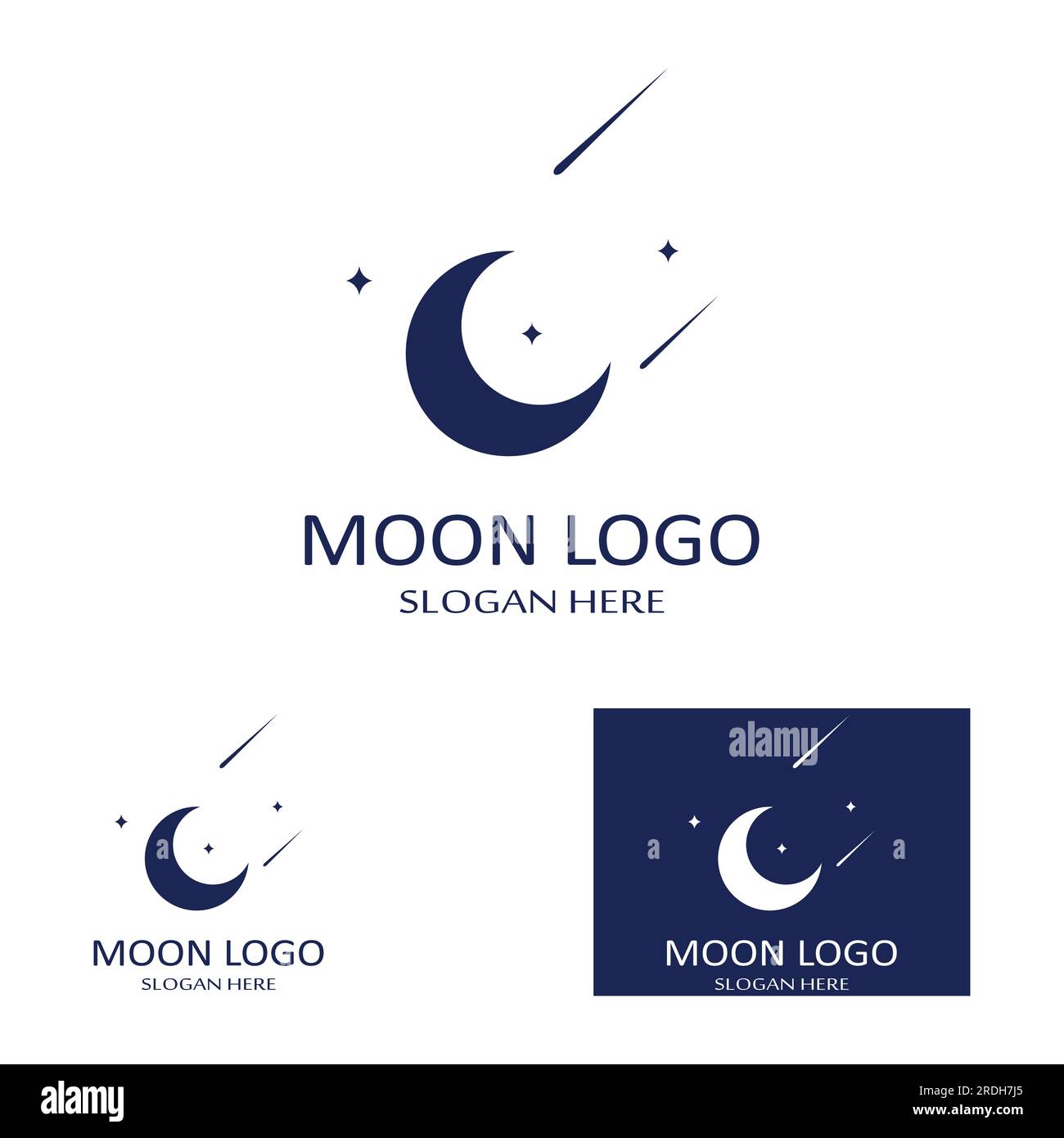 full moon and half moon logo, with logo vector icon concept design and ...