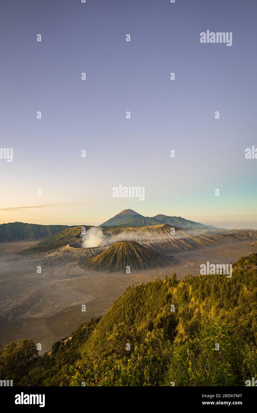 Mount Bromo volcano at sunrise, the magnificent view of Mt. Bromo ...