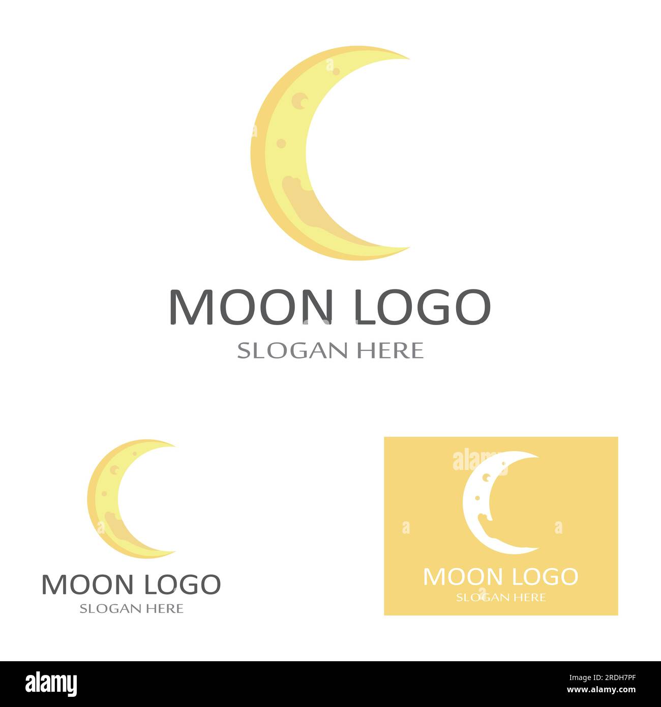 full moon and half moon logo, with logo vector icon concept design and ...