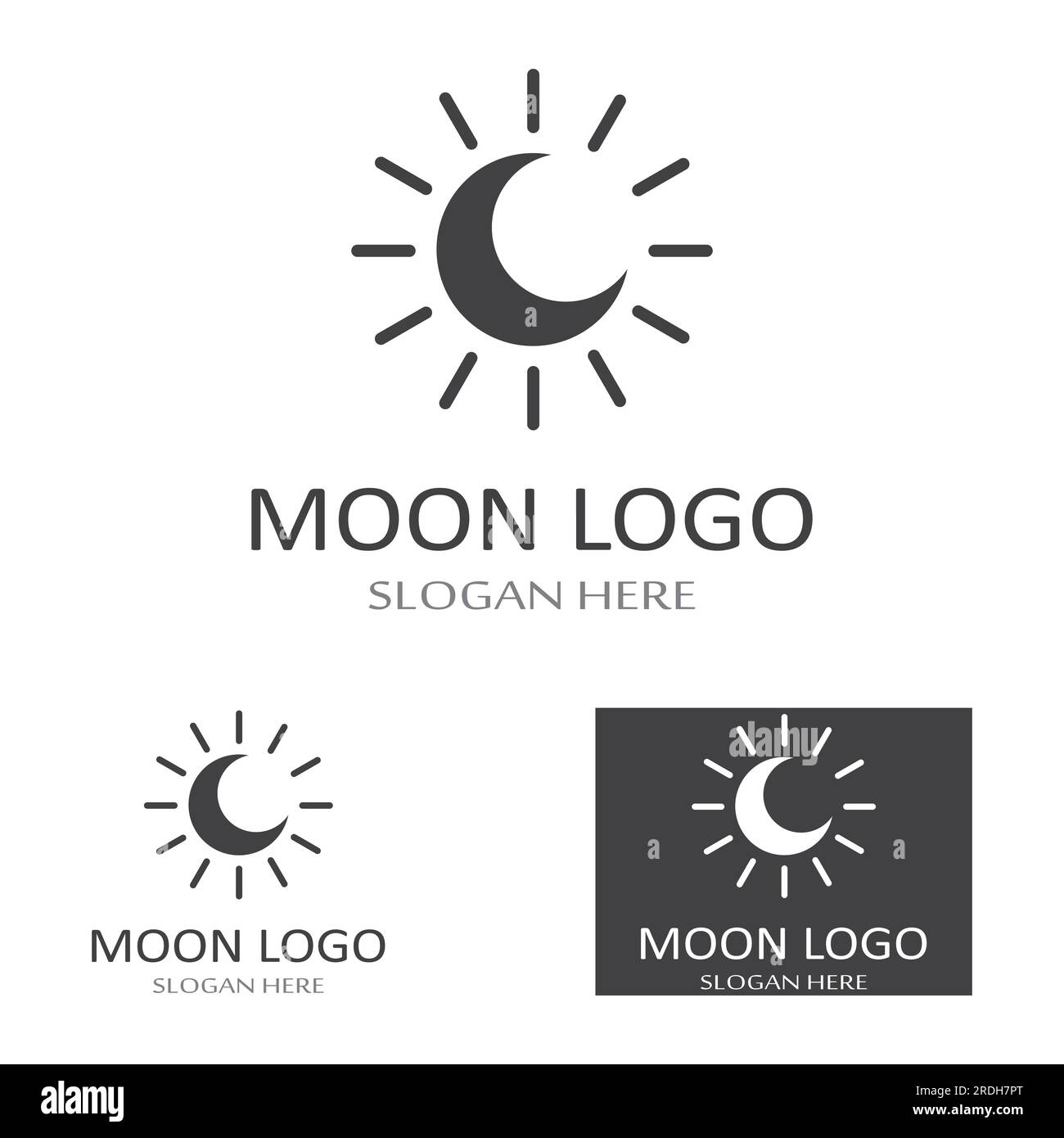 full moon and half moon logo, with logo vector icon concept design and ...