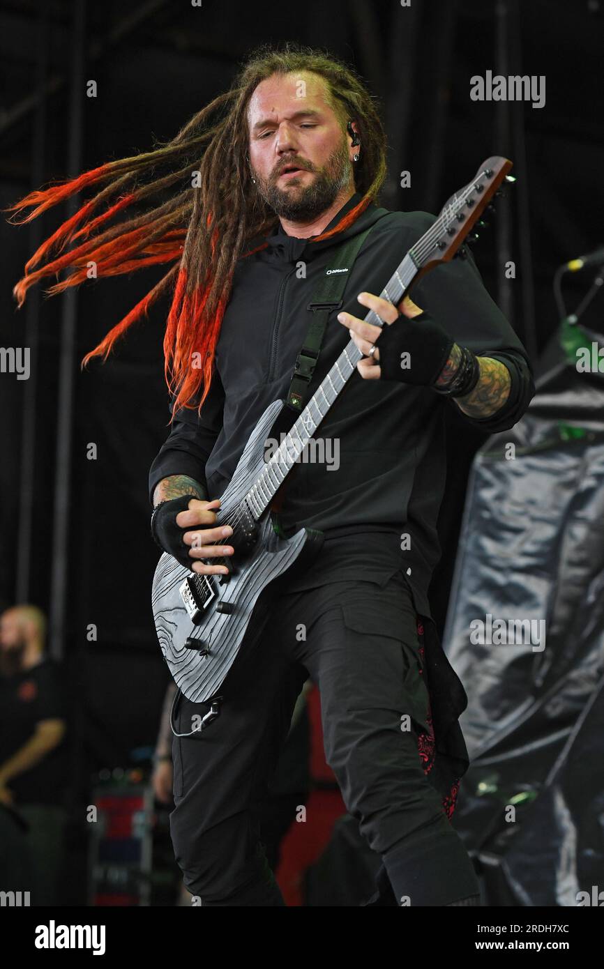 West Palm Beach, FL, USA. 20th July, 2023. Jaysin Zeilstra of Nonpoint ...