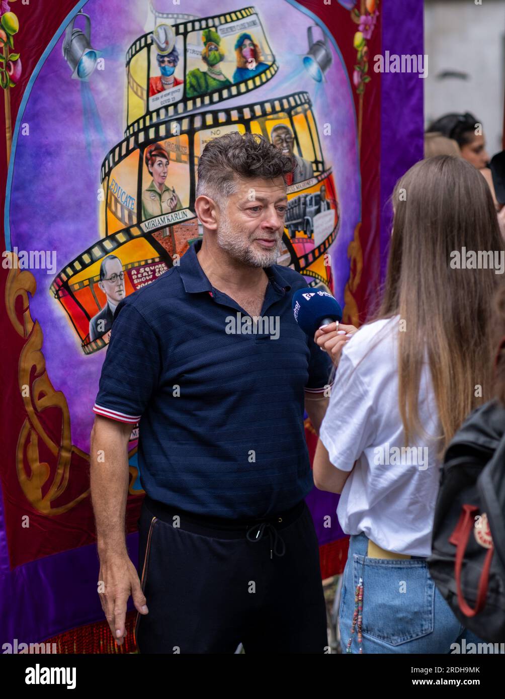 English actor 'Andy Serkis' being interviewed at the SAG-AFTRA actors ...
