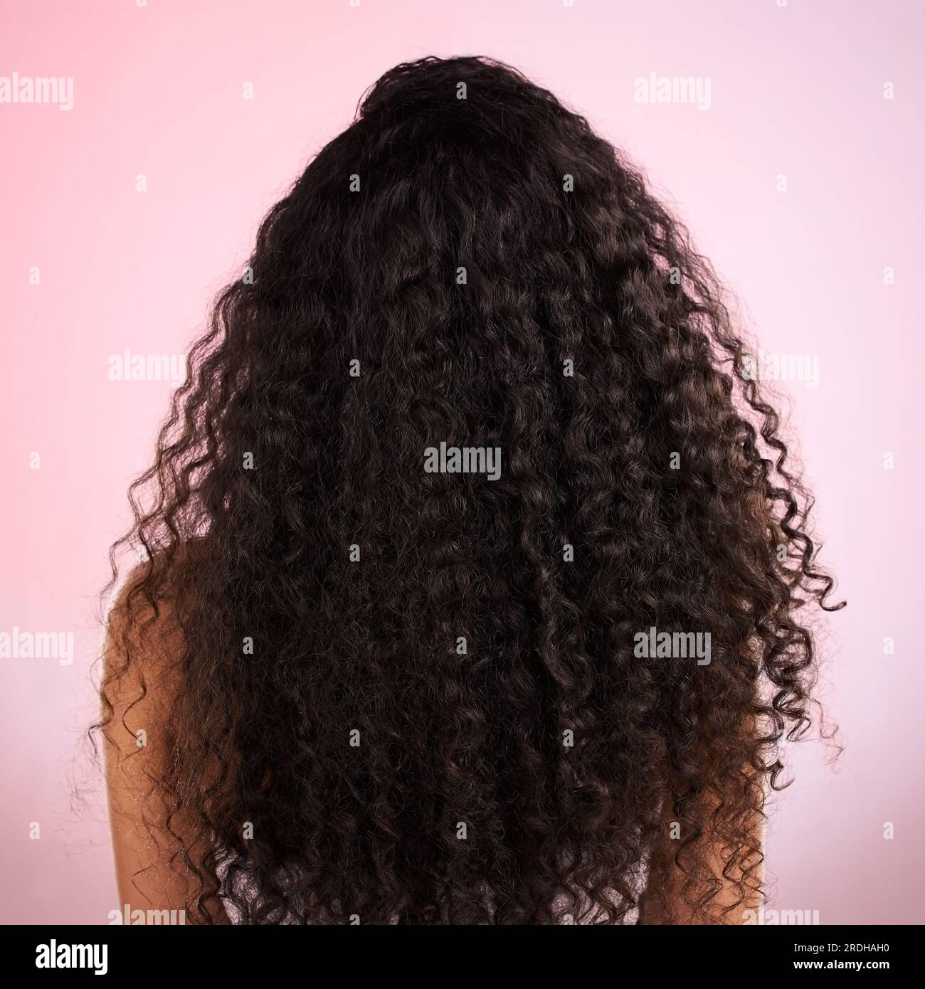 Woman, back and healthy hair in studio for wellness, cosmetics and ...
