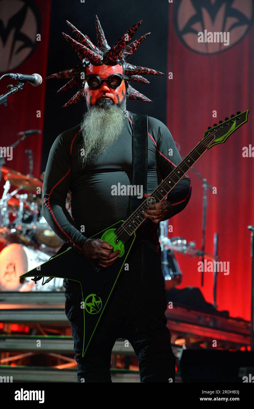 West Palm Beach, FL, USA. 20th July, 2023. Greg Tribbett of Mudvayne ...