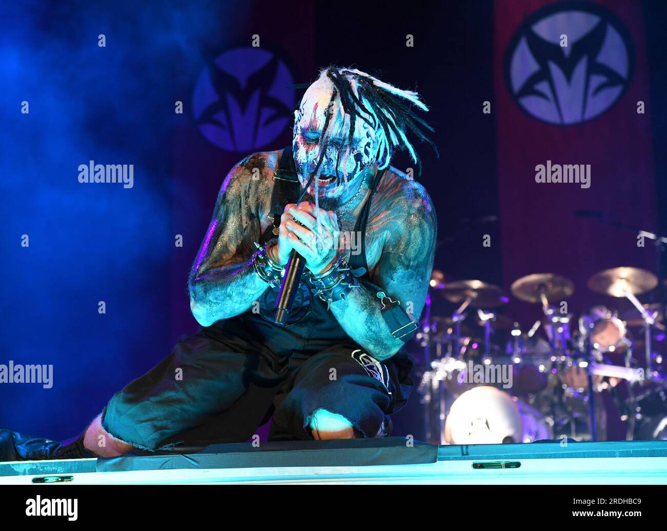 West Palm Beach, FL, USA. 20th July, 2023. Chad Gray of Mudvayne performs during The ...