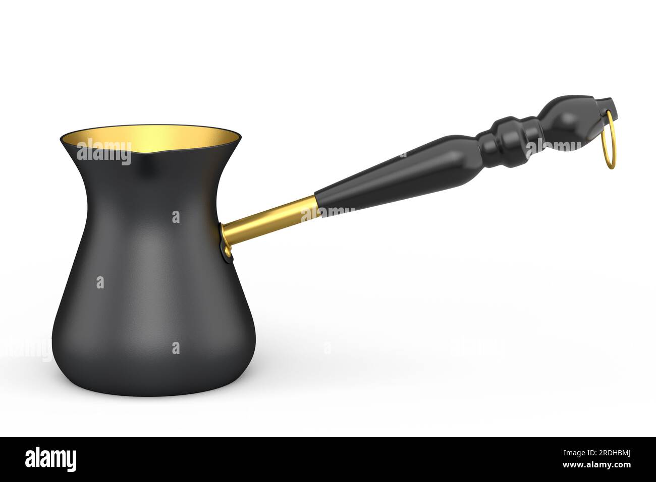 Turkish coffee cooked in sand or coffee maker cezve on white background ...