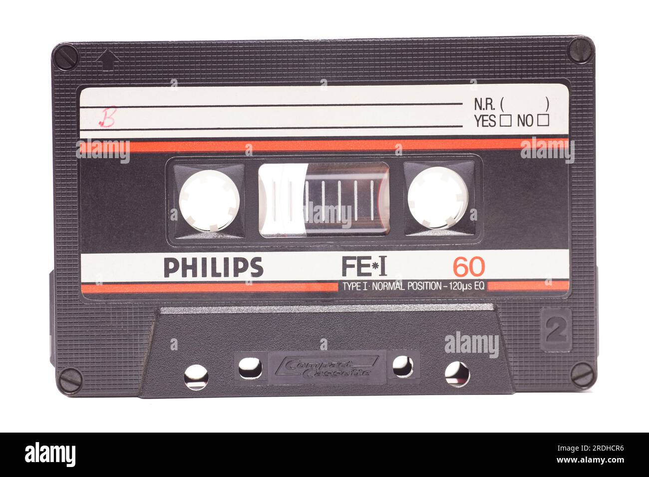 Audio cassette tape PHILIPS FE I 60 ,side B, isolated on white ...