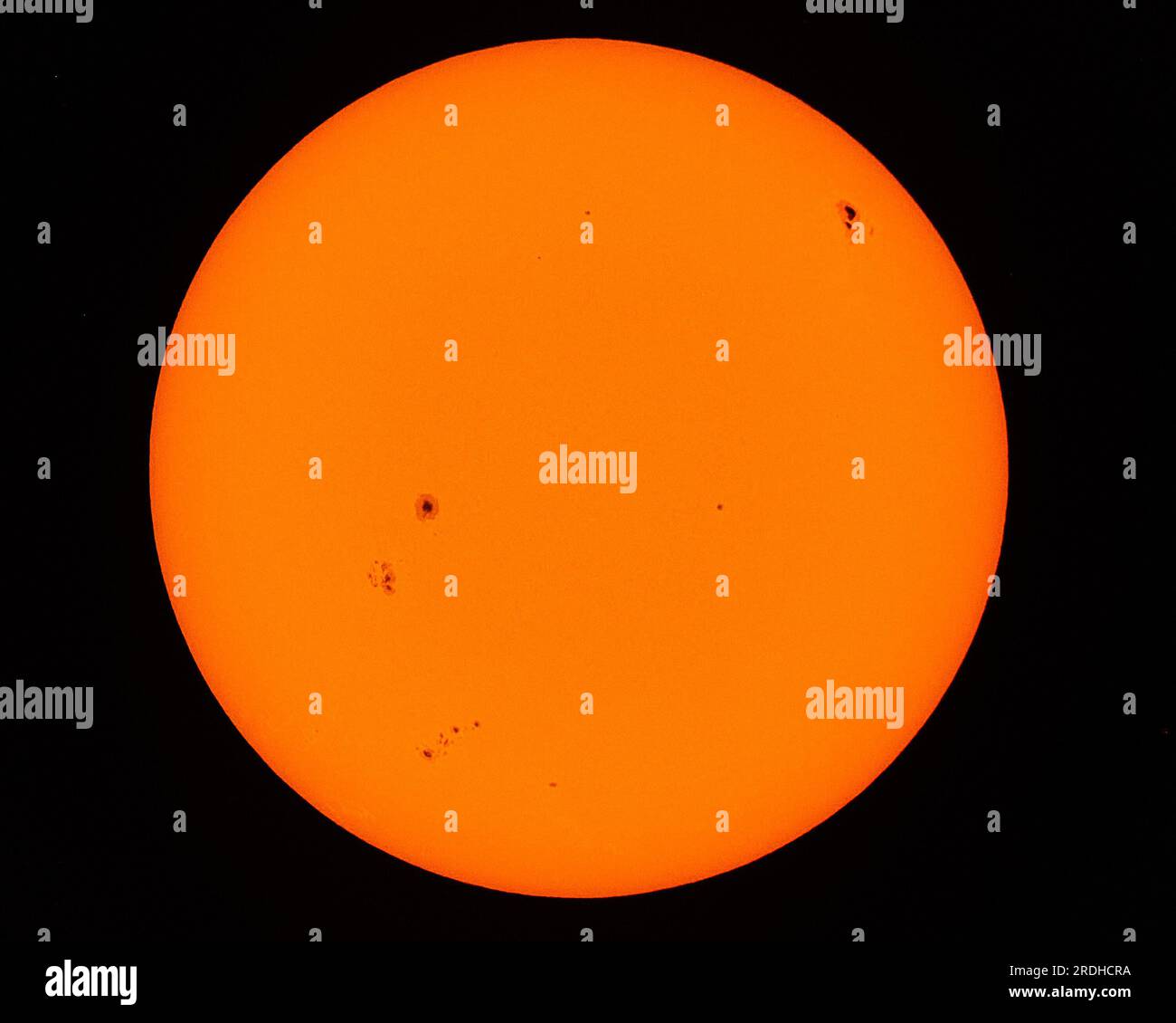 Palm Springs, California, USA. 16th July, 2023. Numerous sunspots with two large areas. AR3363 ...