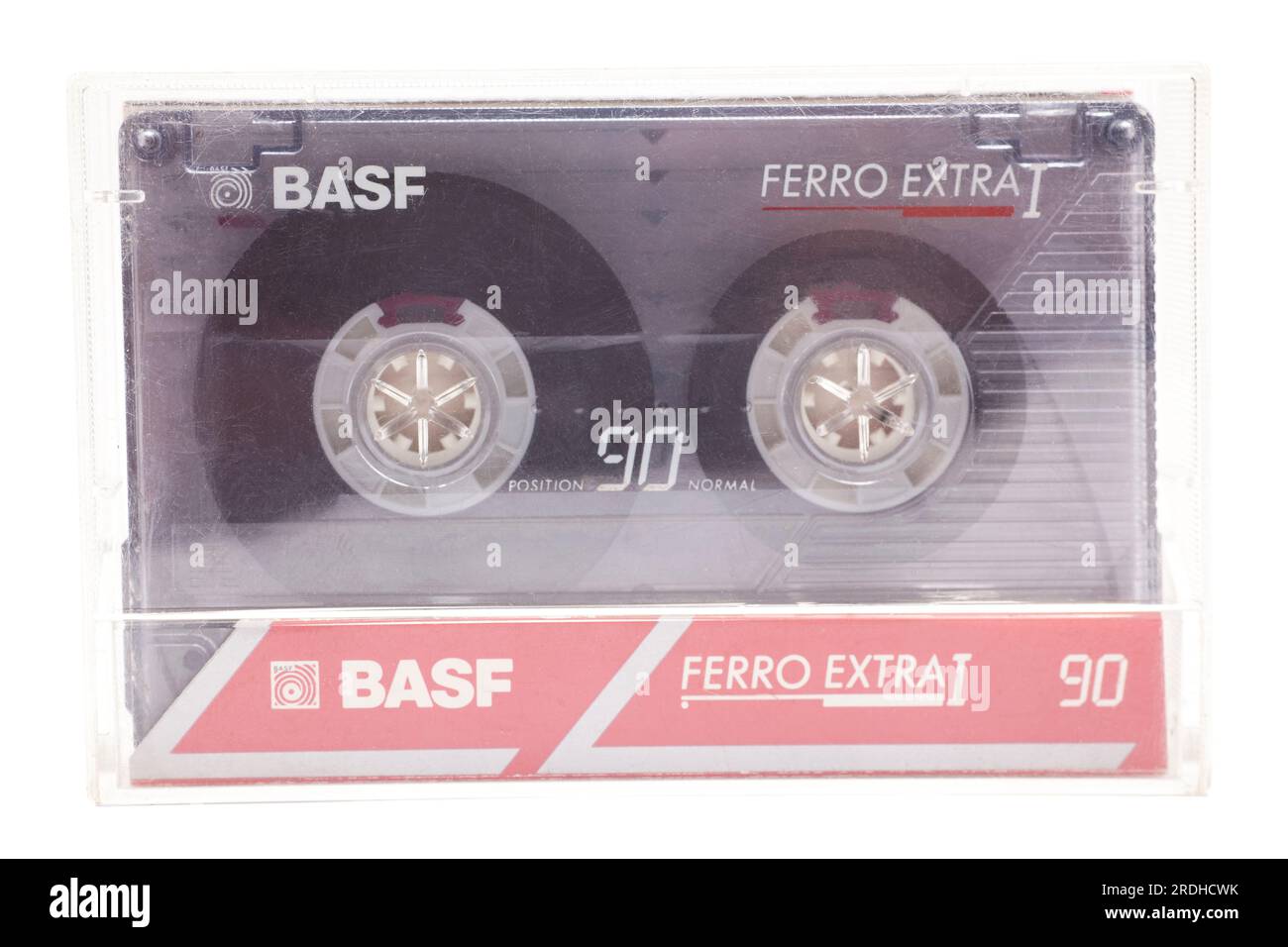Audio cassette tape BASF FERRO EXTRA 90,side 1, isolated on white ...