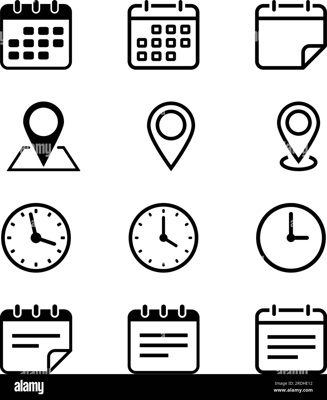 Collection of Date, Place, Time and Note icons for business web design ...