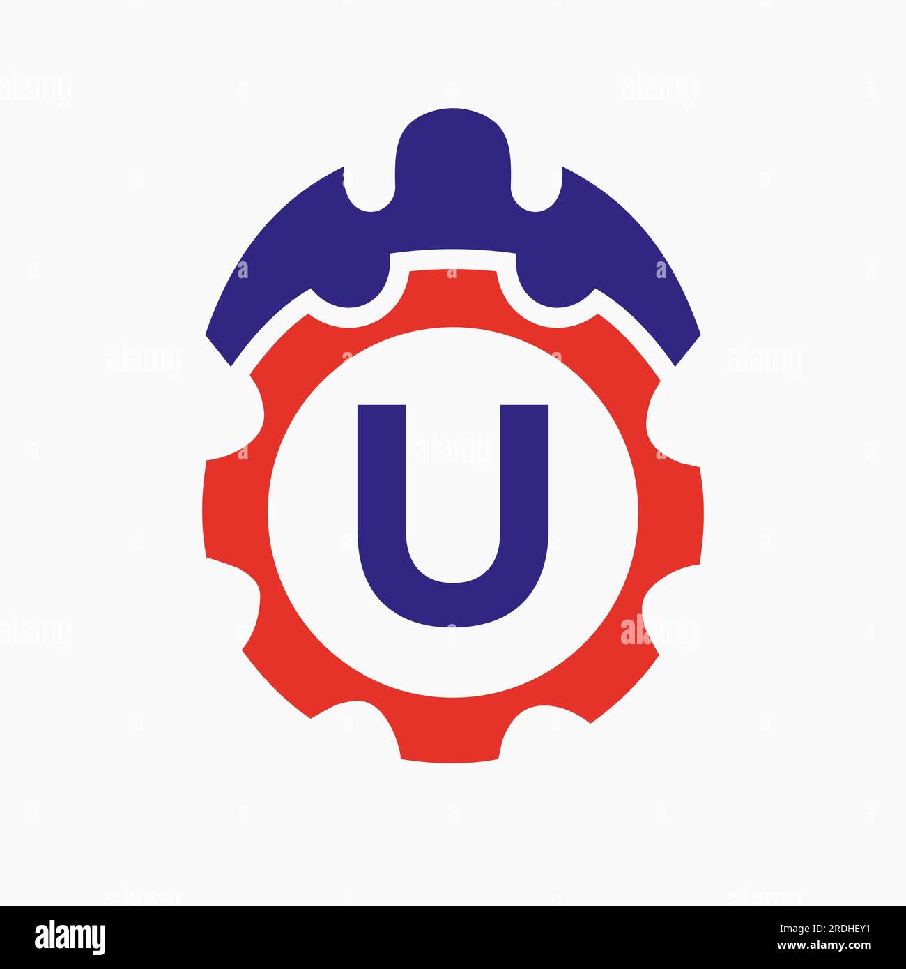 Construction Logo Letter U Concept With Gear Icon. Engineering ...