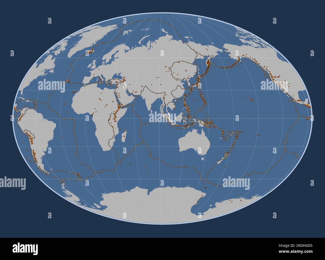 Shape of the Burma tectonic plate on the solid contour map in the Fahey ...