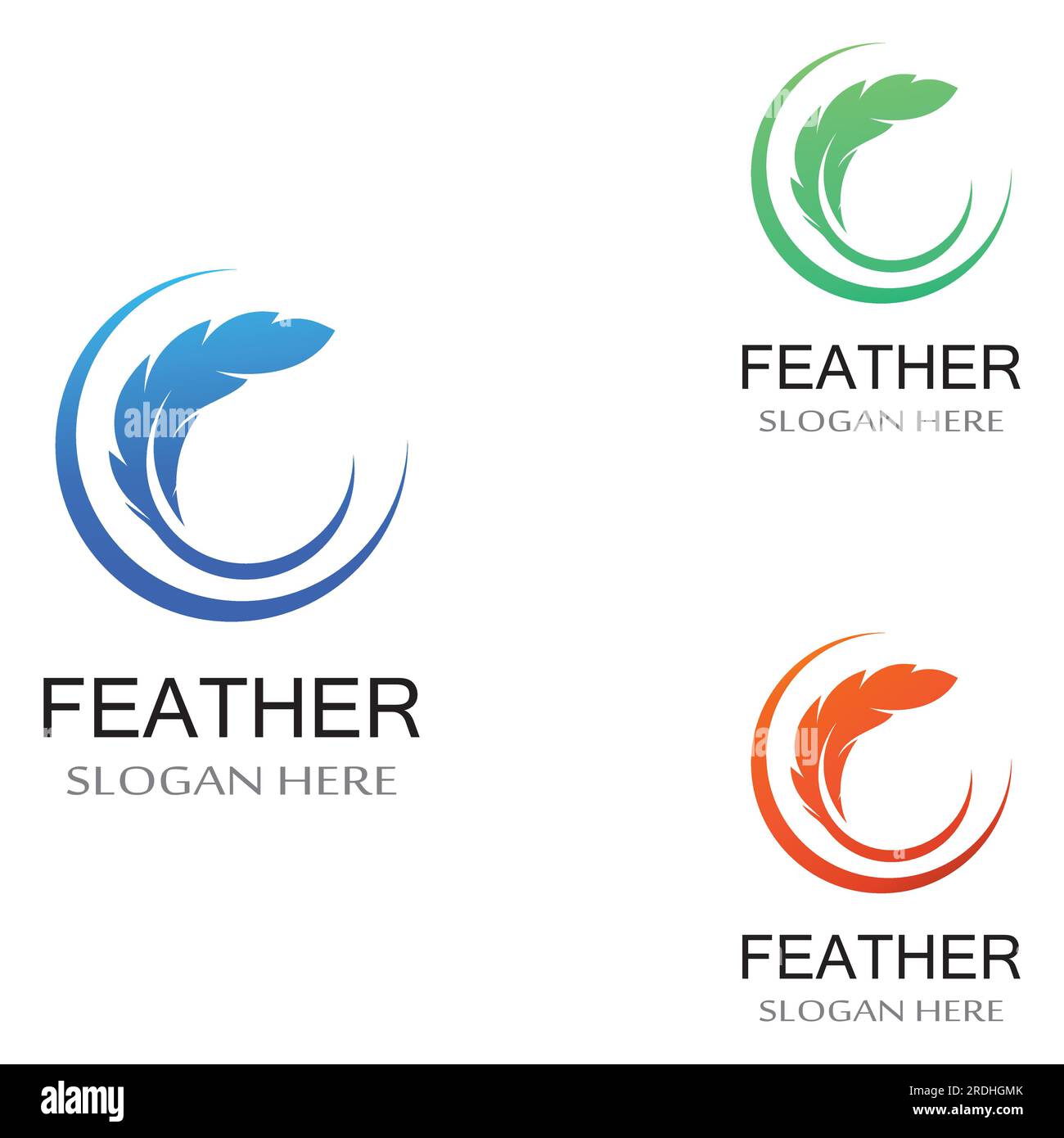 feather logo of fowl breed and pen made of feather using vector icon ...