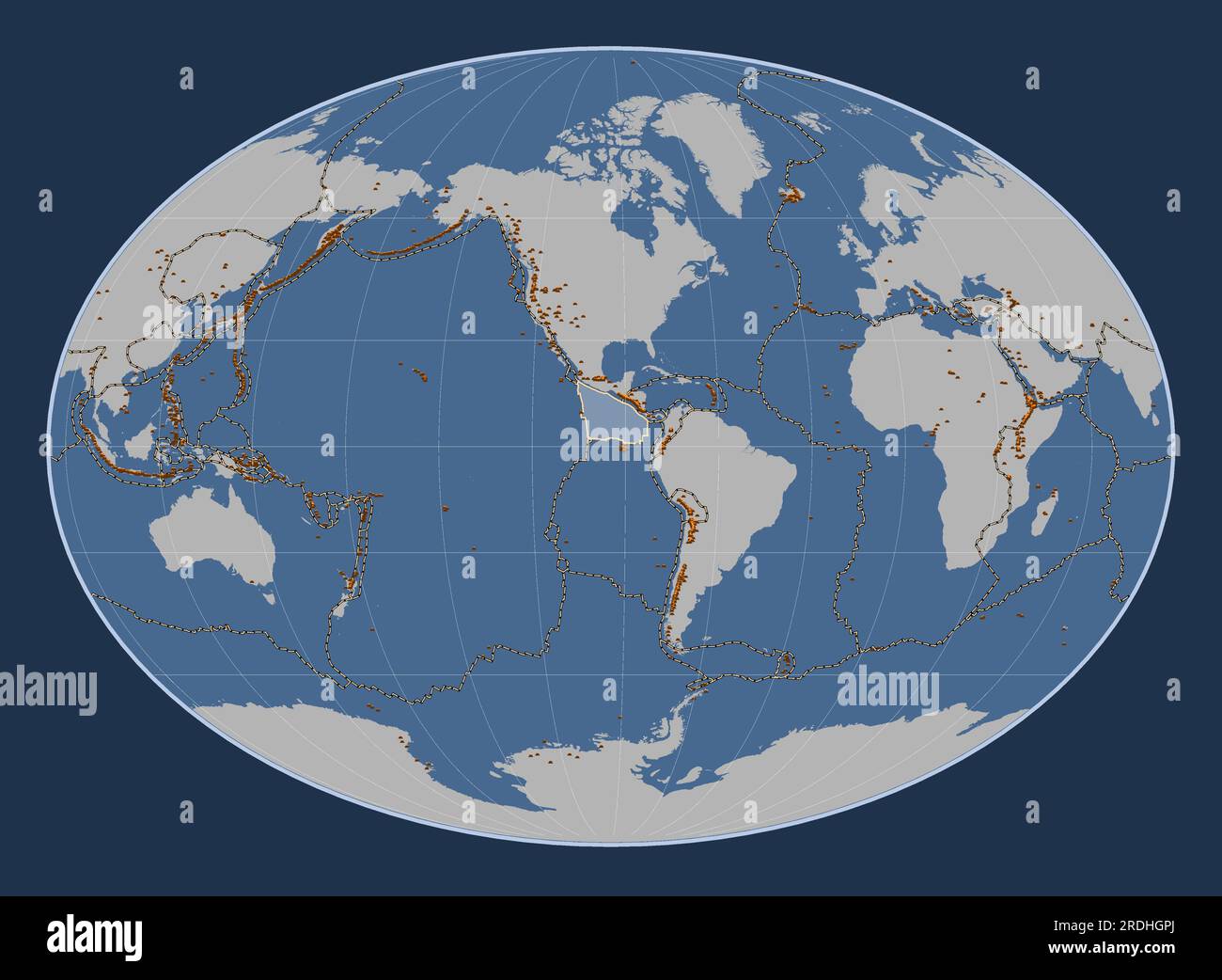 Shape Of The Cocos Tectonic Plate On The Solid Contour Map In The Fahey Projection Centered