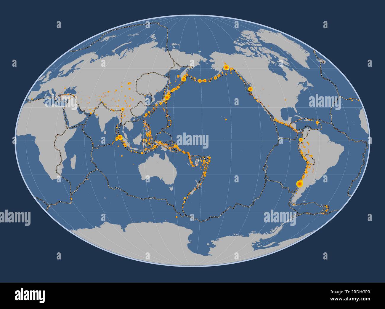 Shape of the Conway Reef tectonic plate on the solid contour map in the ...