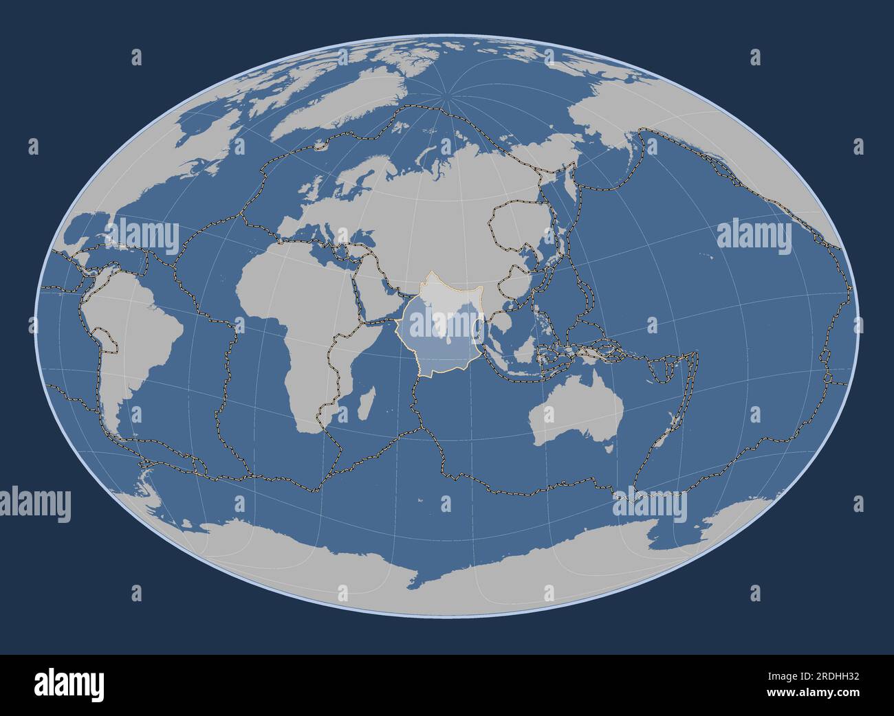 Indian tectonic plate on the solid contour map in the Fahey Oblique ...