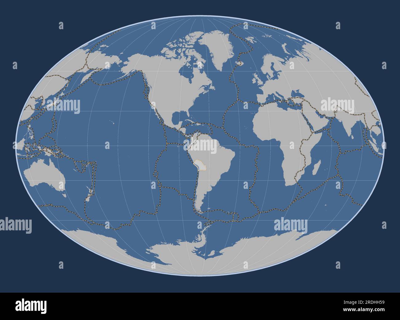Shape Of The Altiplano Tectonic Plate On The Solid Contour Map In The Fahey Projection Centered