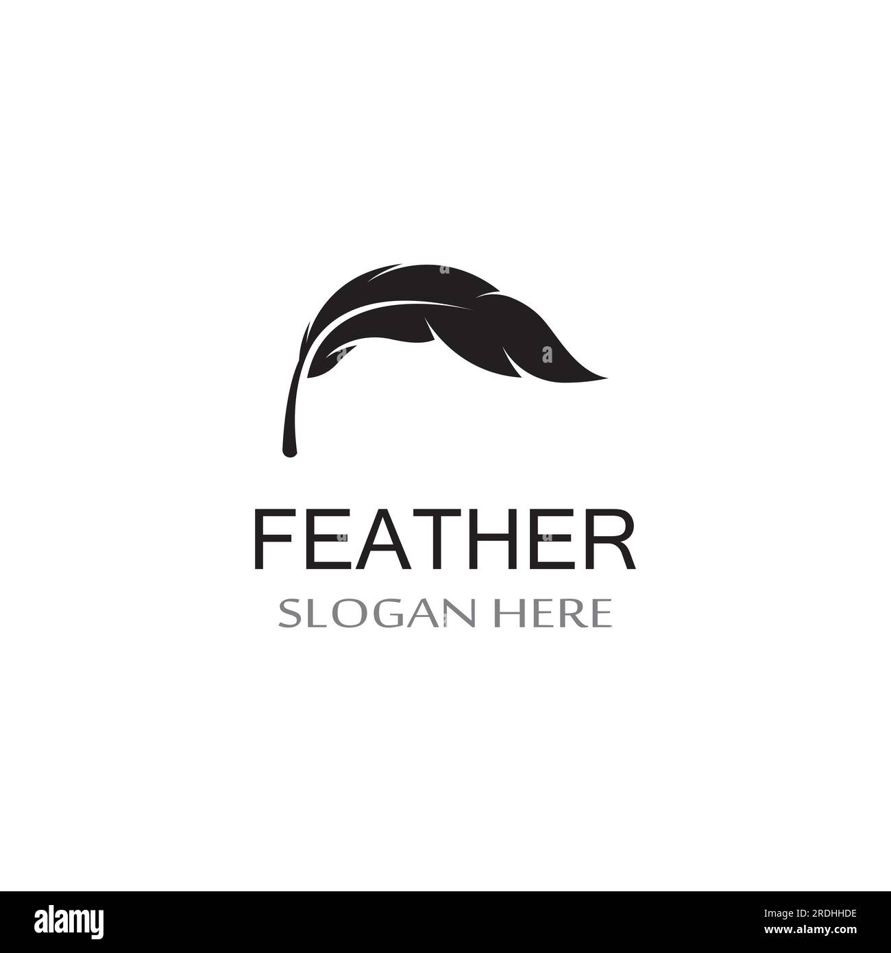 feather logo of fowl breed and pen made of feather using vector icon ...