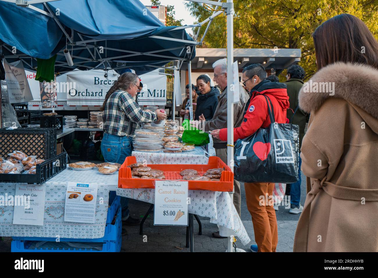 November 23, 2022 - New York, USA: Breezy Hill Orchard stall at the ...