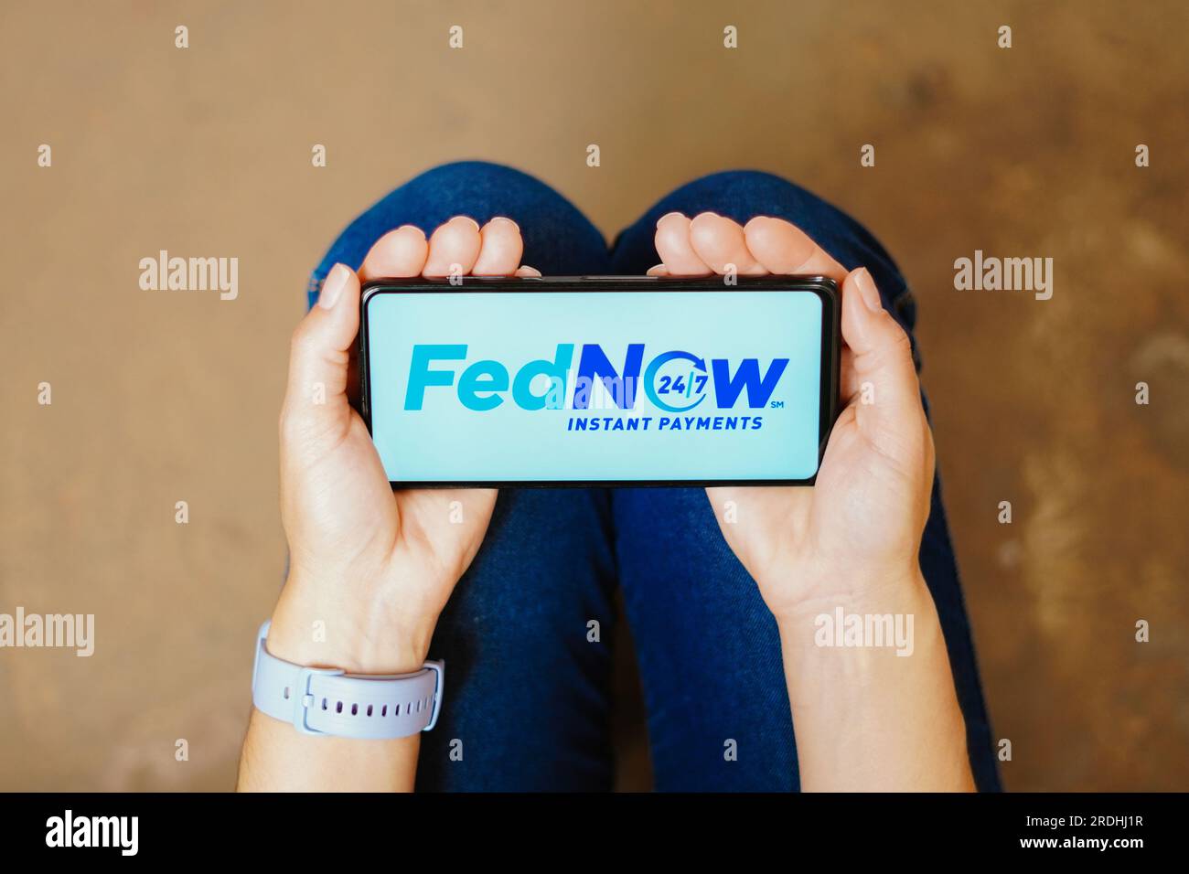 In this photo illustration, the FedNow logo seen displayed on a ...