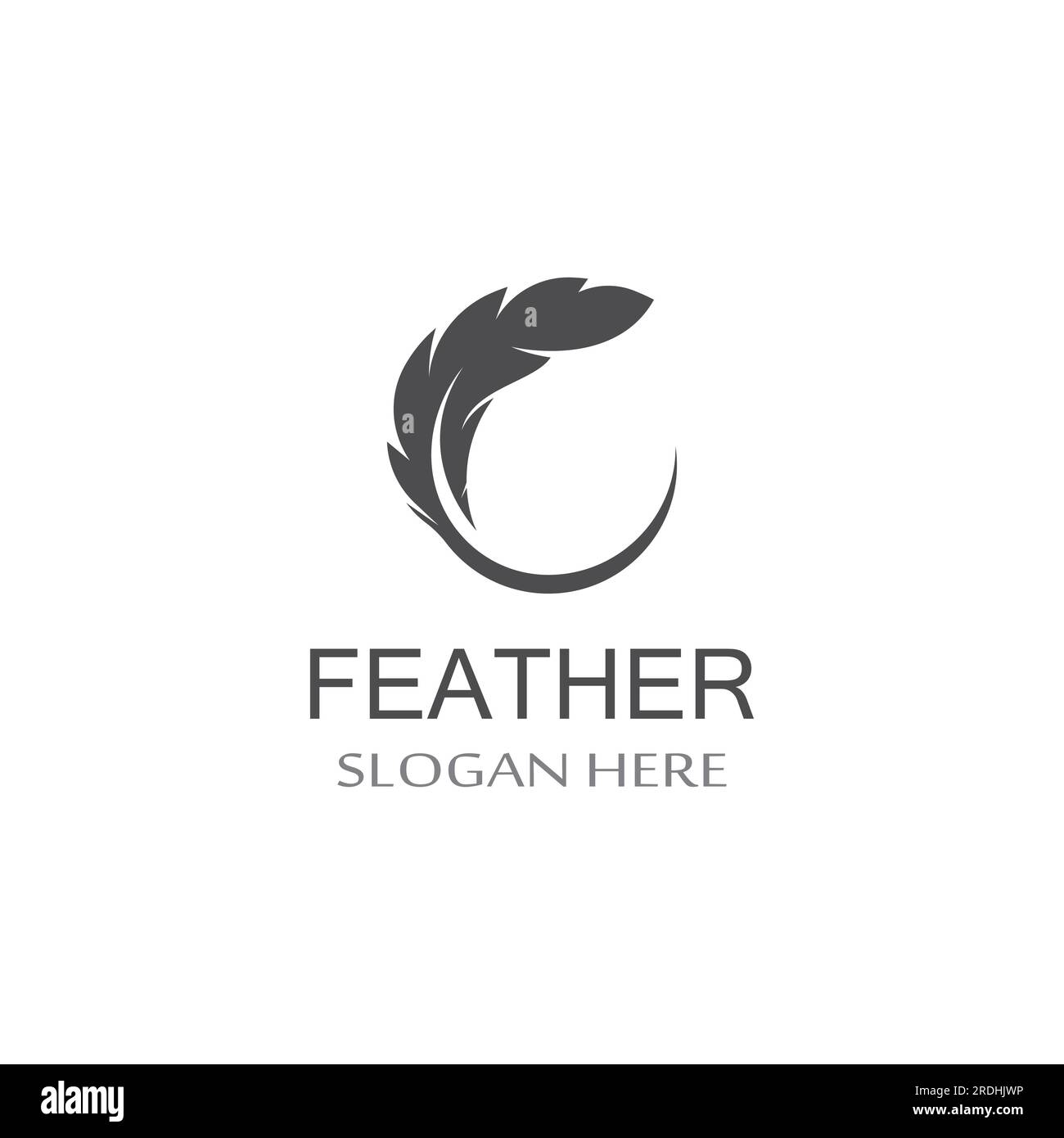 feather logo of fowl breed and pen made of feather using vector icon ...