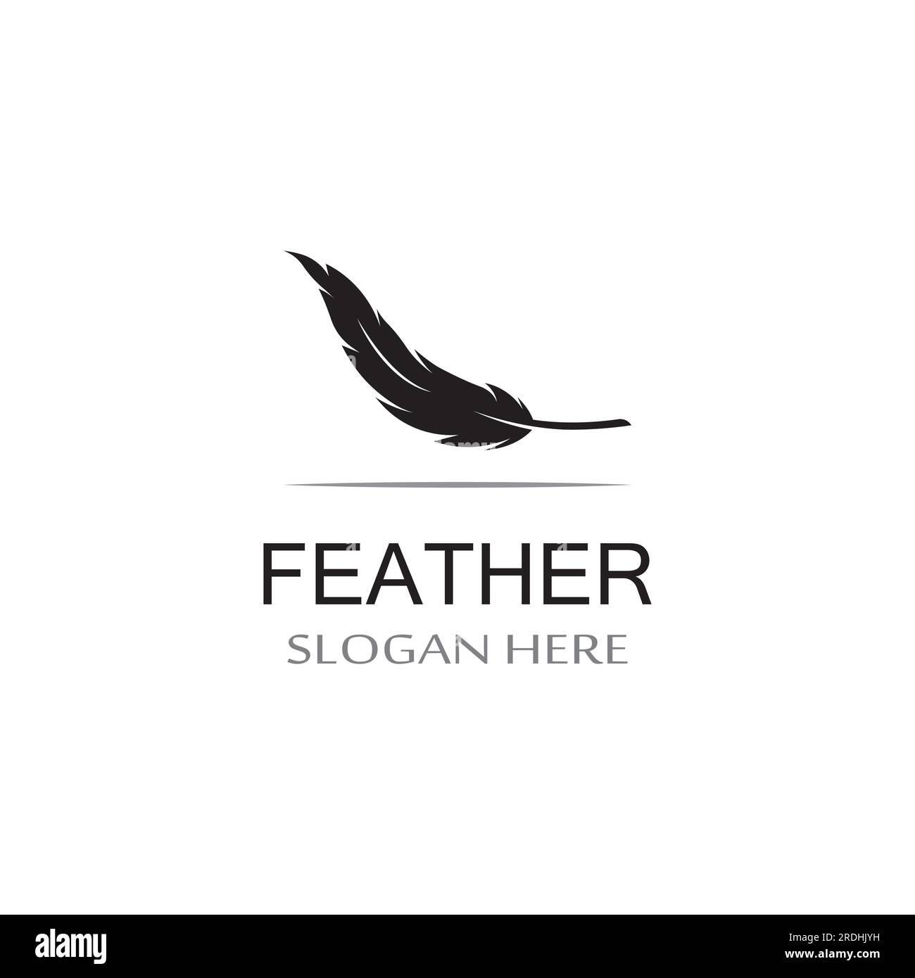 feather logo of fowl breed and pen made of feather using vector icon ...