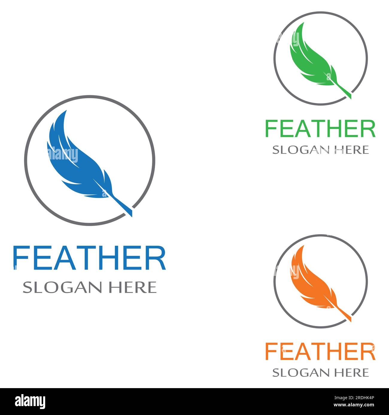 feather logo of fowl breed and pen made of feather using vector icon ...