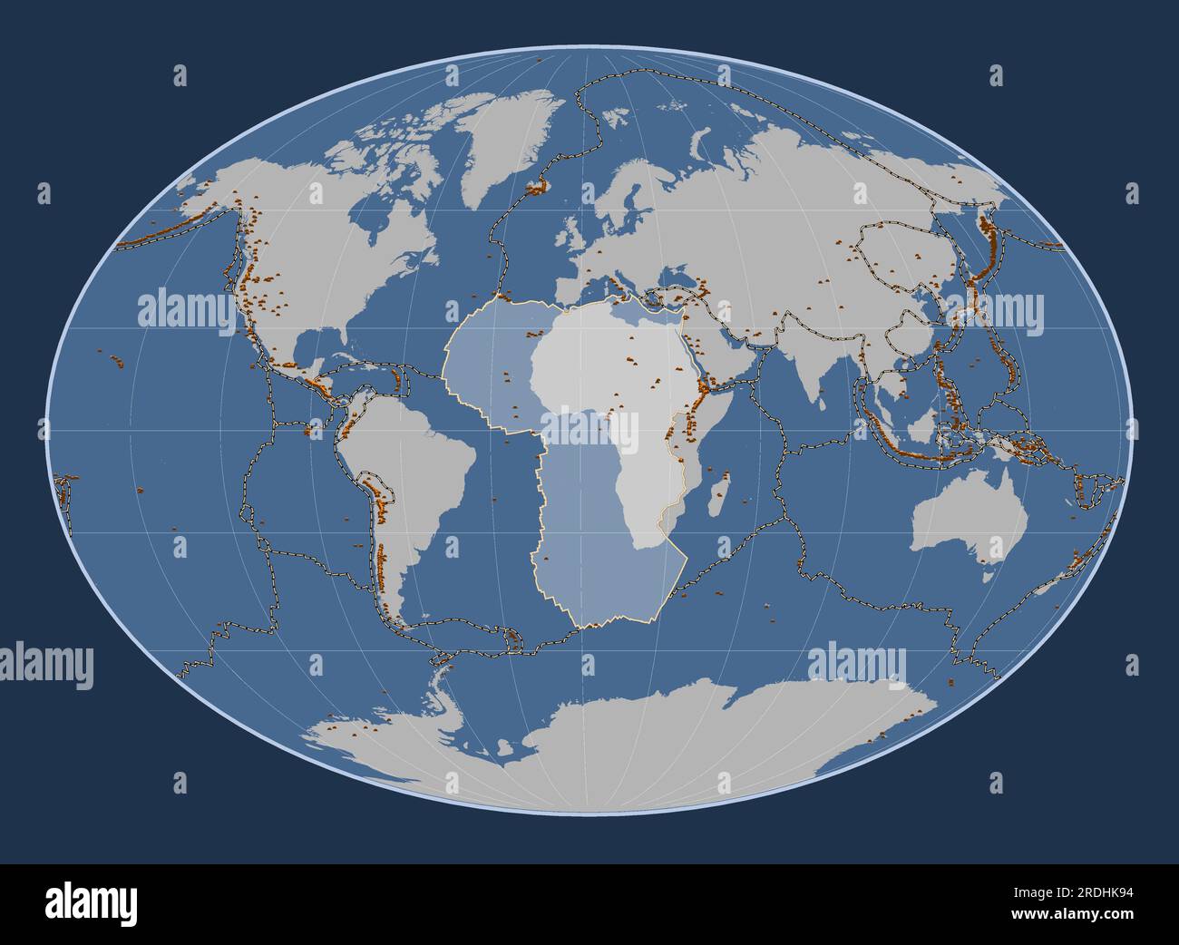 African Tectonic Plate On The Solid Contour Map In The Fahey Projection Centered Meridionally
