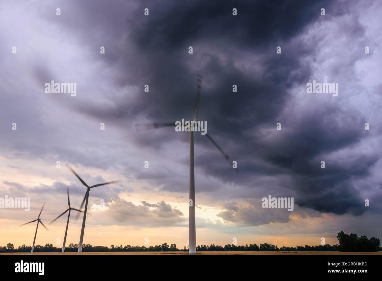 storm front over wind turbine farm Stock Photo - Alamy