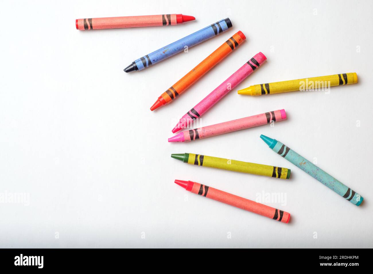 Group multicolored crayons messy and isolated on white background ...