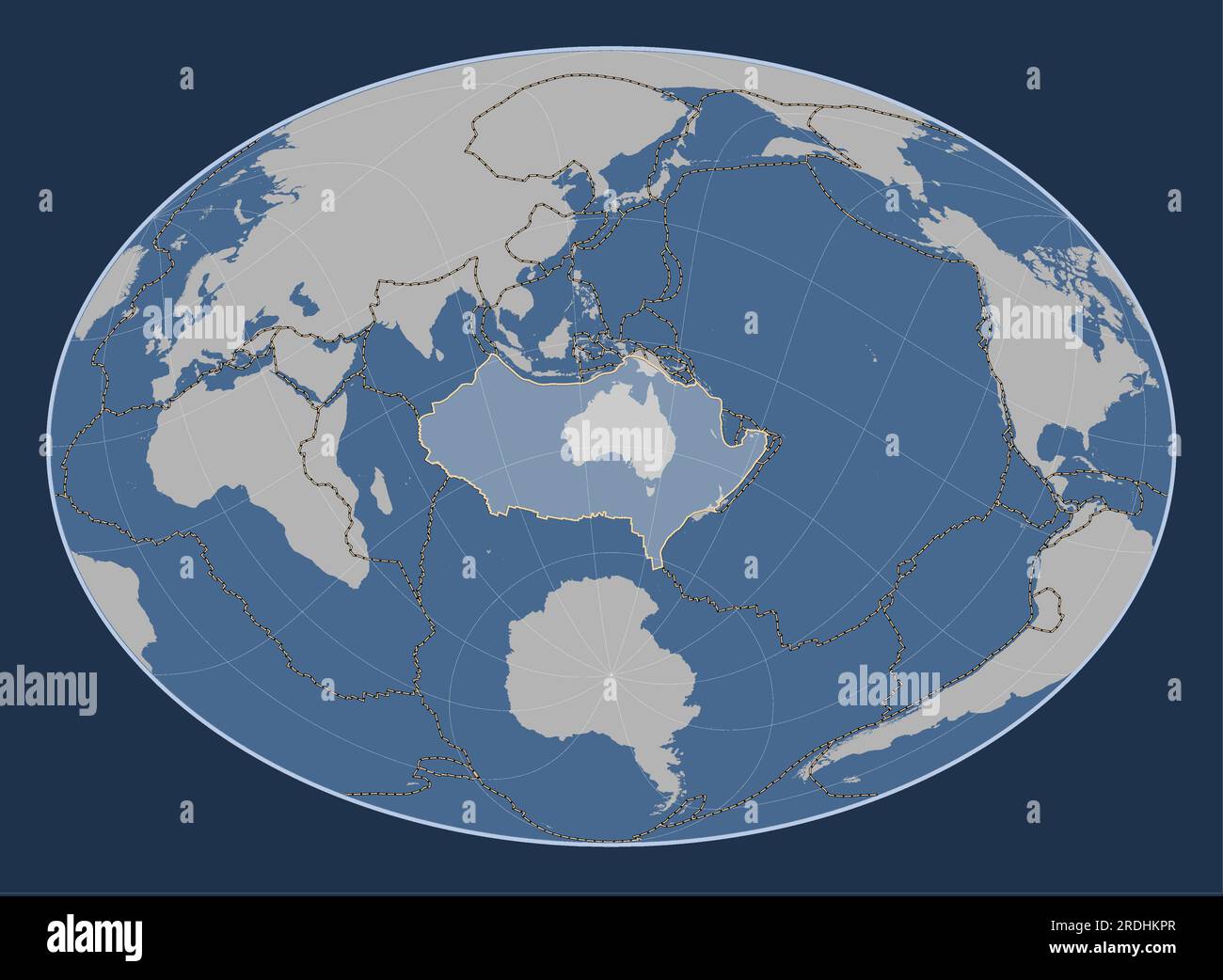 Australian Tectonic Plate On The Solid Contour Map In The Fahey Oblique Projection Centered