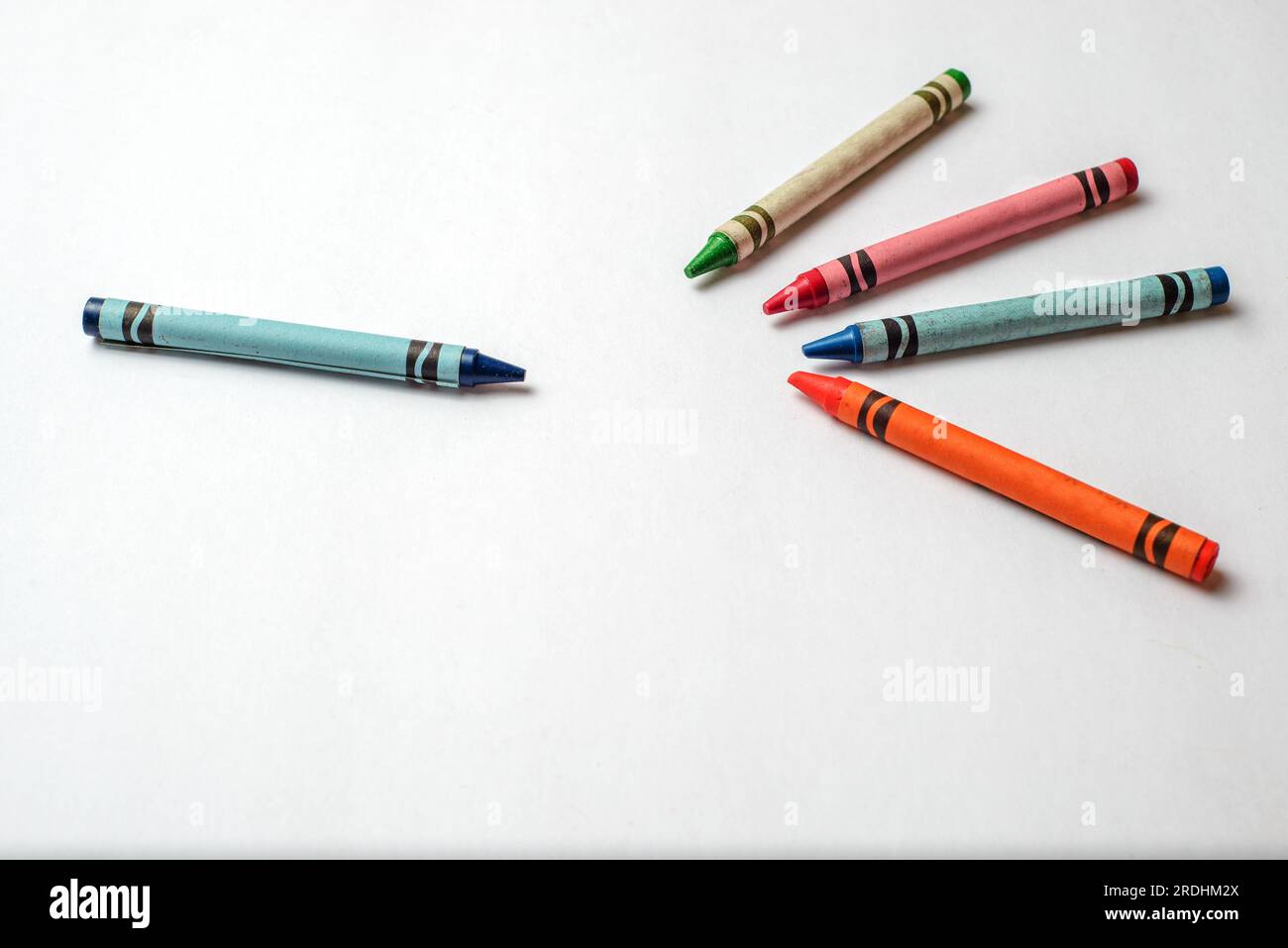 Group multicolored crayons messy and isolated on white background ...