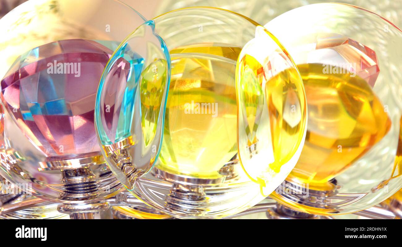 Gemstones sit inside clear and transparent, glass balls Stock Photo - Alamy