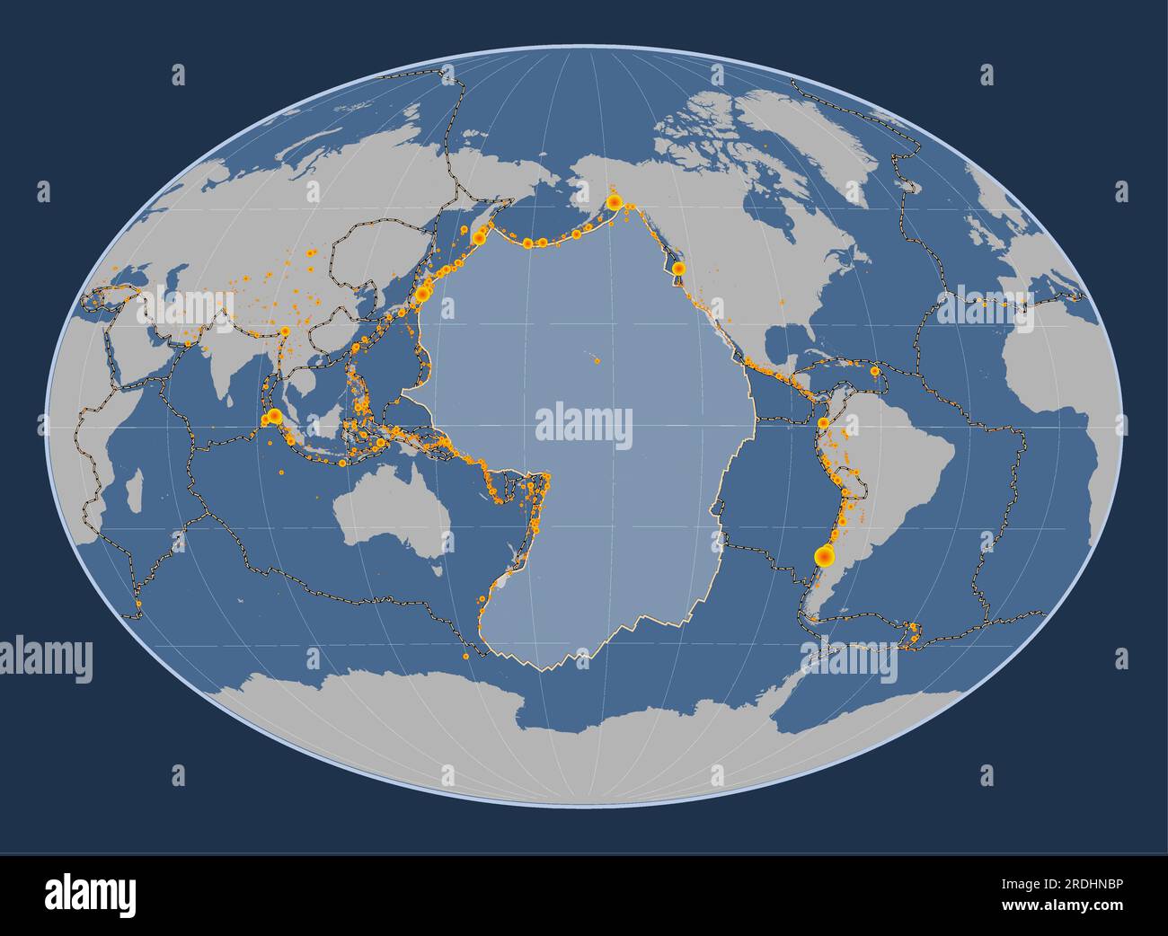 Pacific tectonic plate on the solid contour map in the Fahey Oblique ...