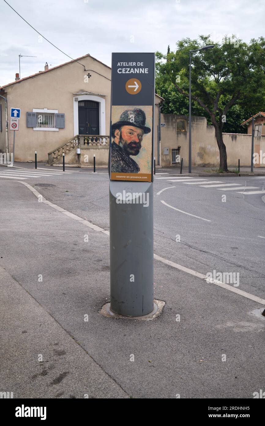 Direction sign to Atelier Cezanne Aix en Provence France Stock Photo ...