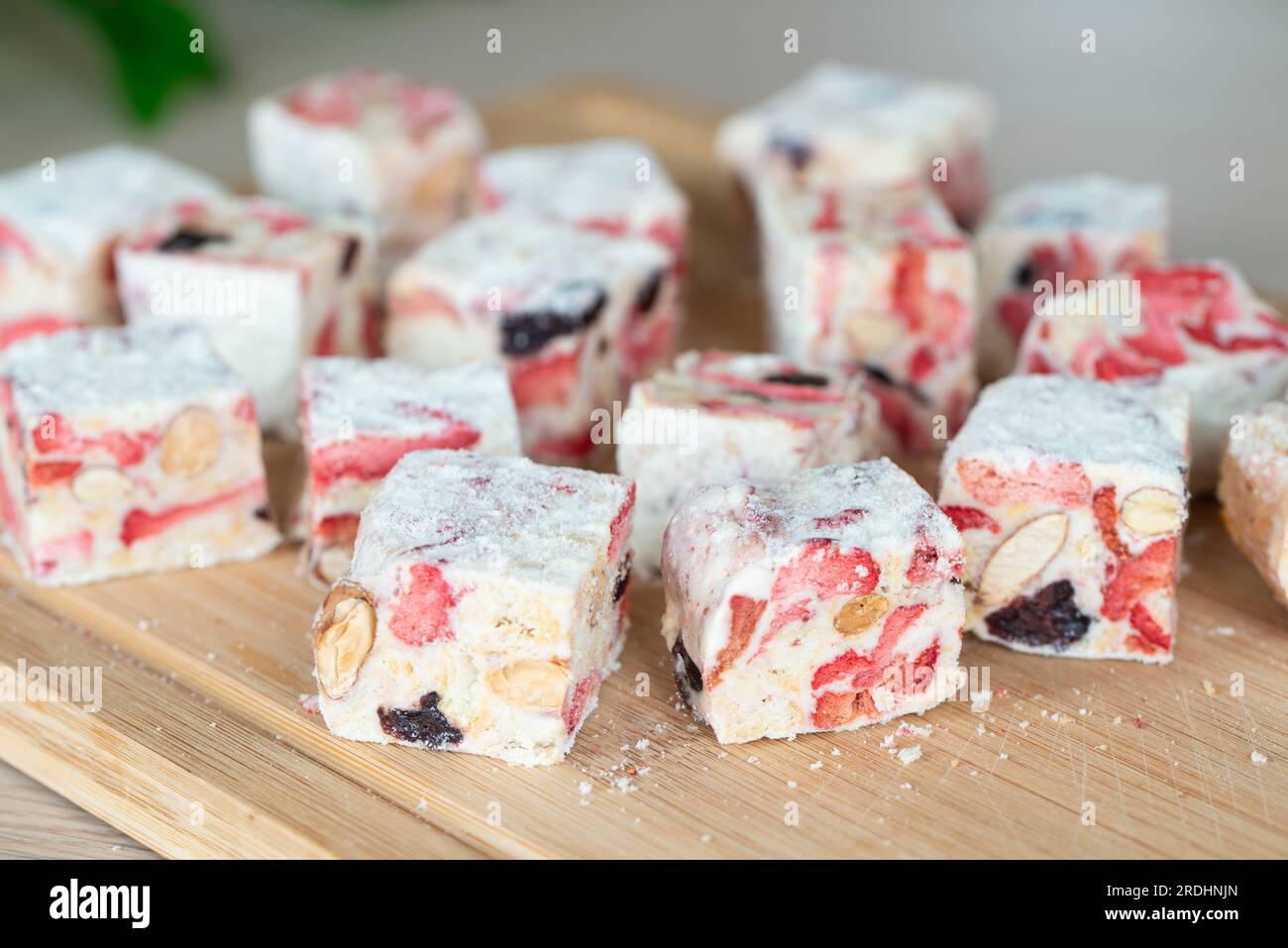 Taiwanese snack snowflake crisp with almond and strawberry Stock Photo ...