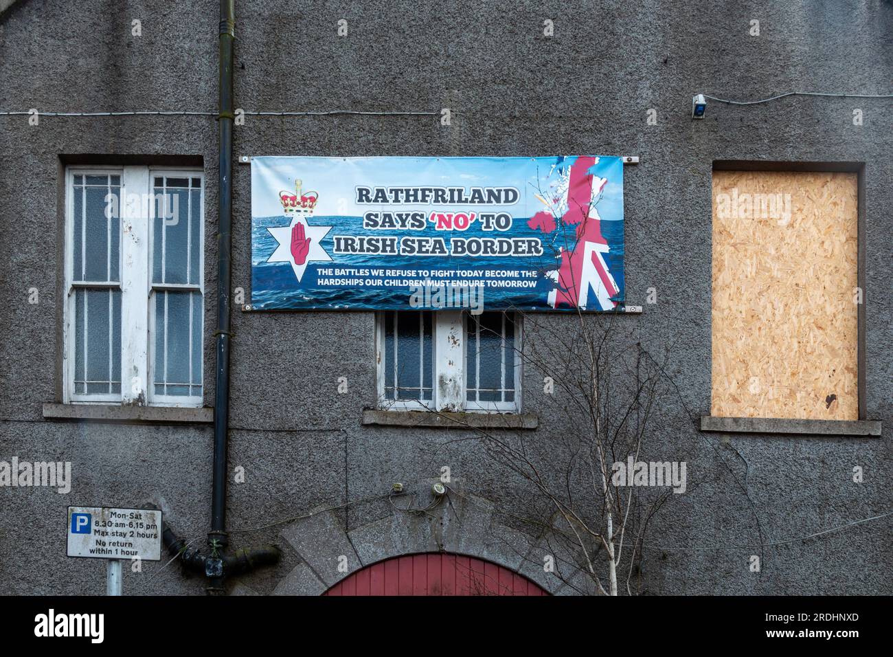 A banner on the Market House, Church Square, Rathfriland "Rathfriland ...