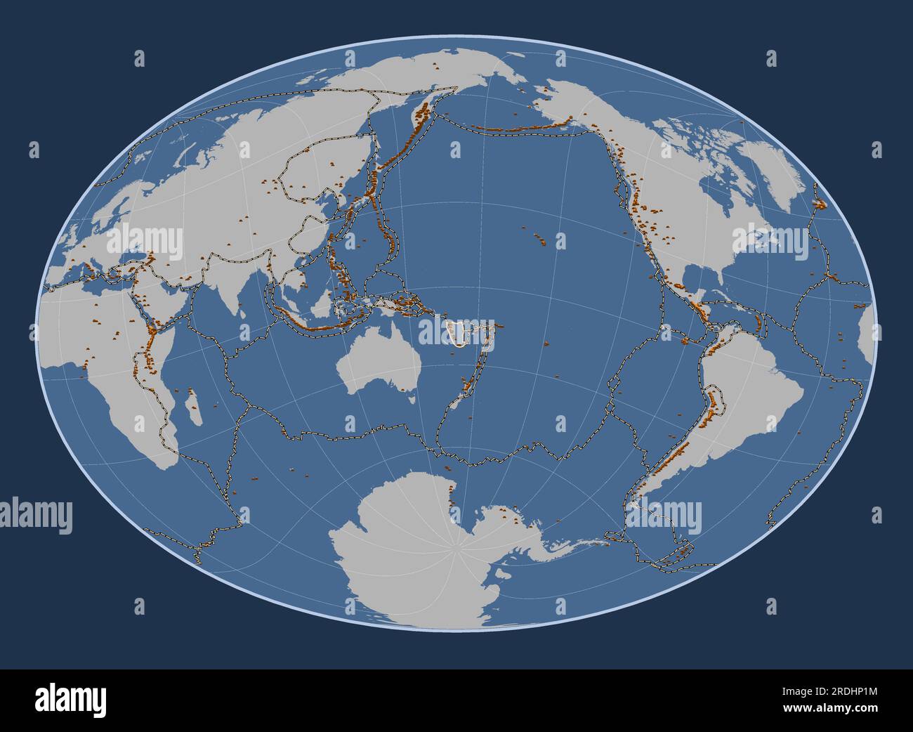 Shape Of The New Hebrides Tectonic Plate On The World Contour Map Map In The Fahey Oblique