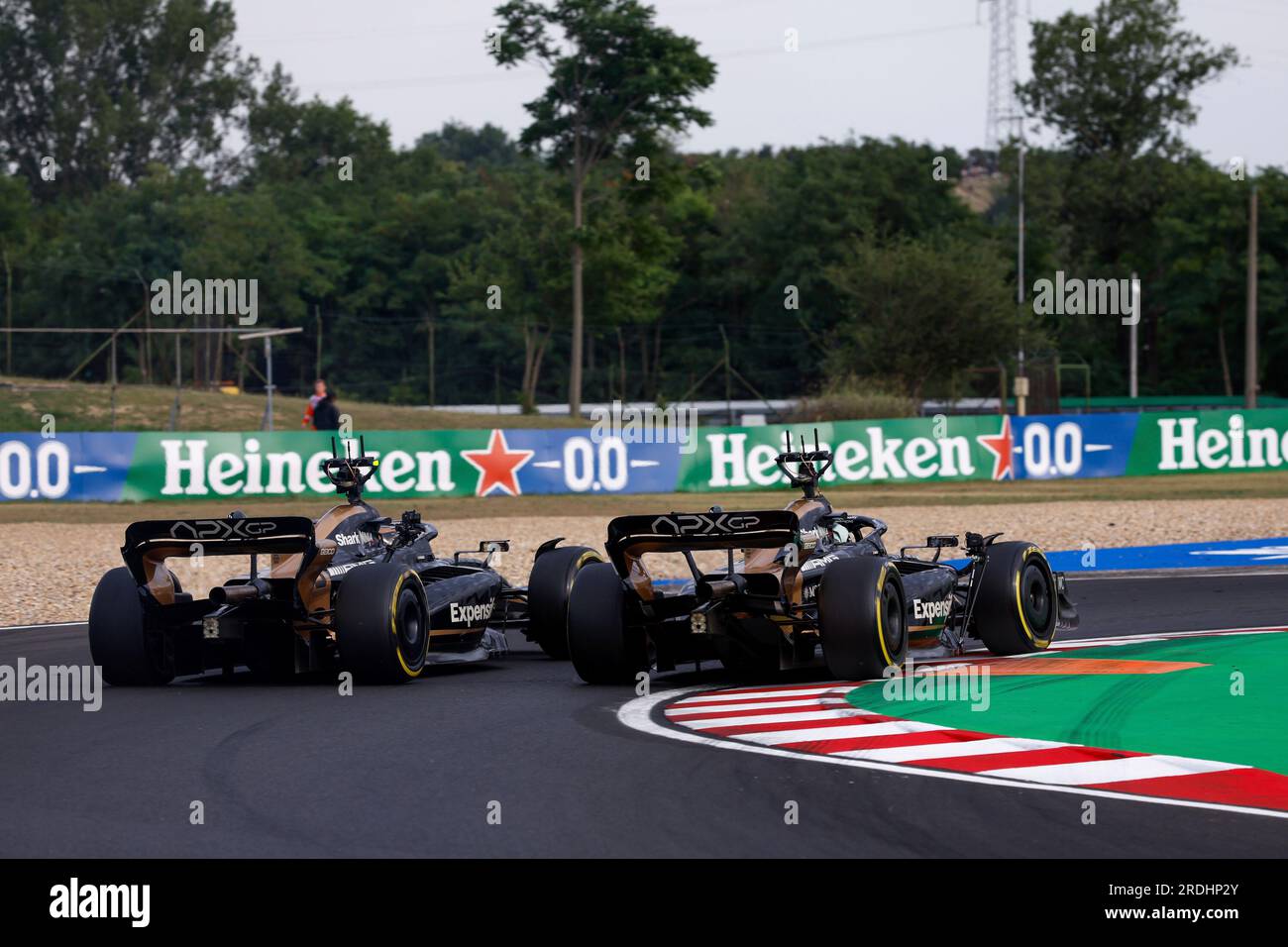 Budapest, Hungary. 21st July, 2023. Cars of the fictional Apex APXGP ...