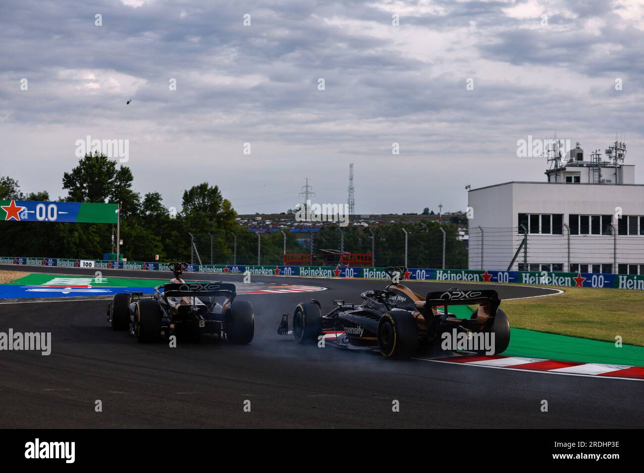Budapest, Hungary. 21st July, 2023. Cars of the fictional Apex APXGP ...