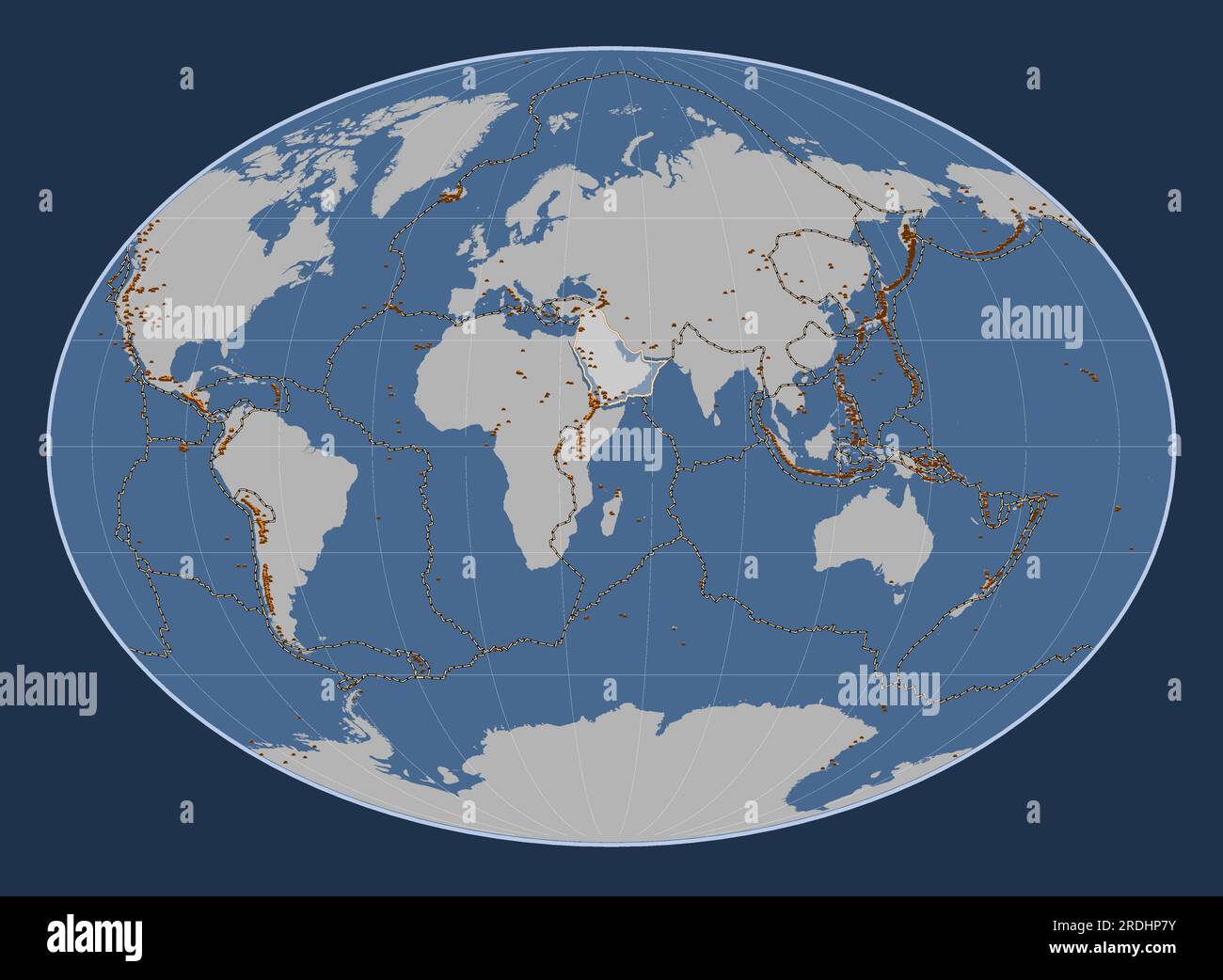 Arabian Tectonic Plate On The Solid Contour Map In The Fahey Projection Centered Meridionally