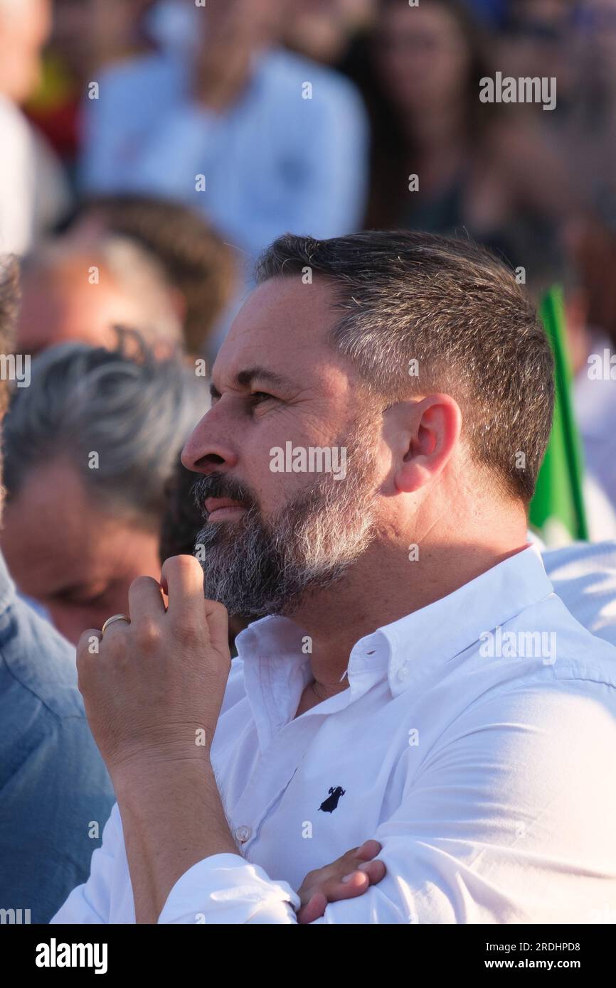 The leader of the VOX party, Santiago Abascal during the closing rally ...