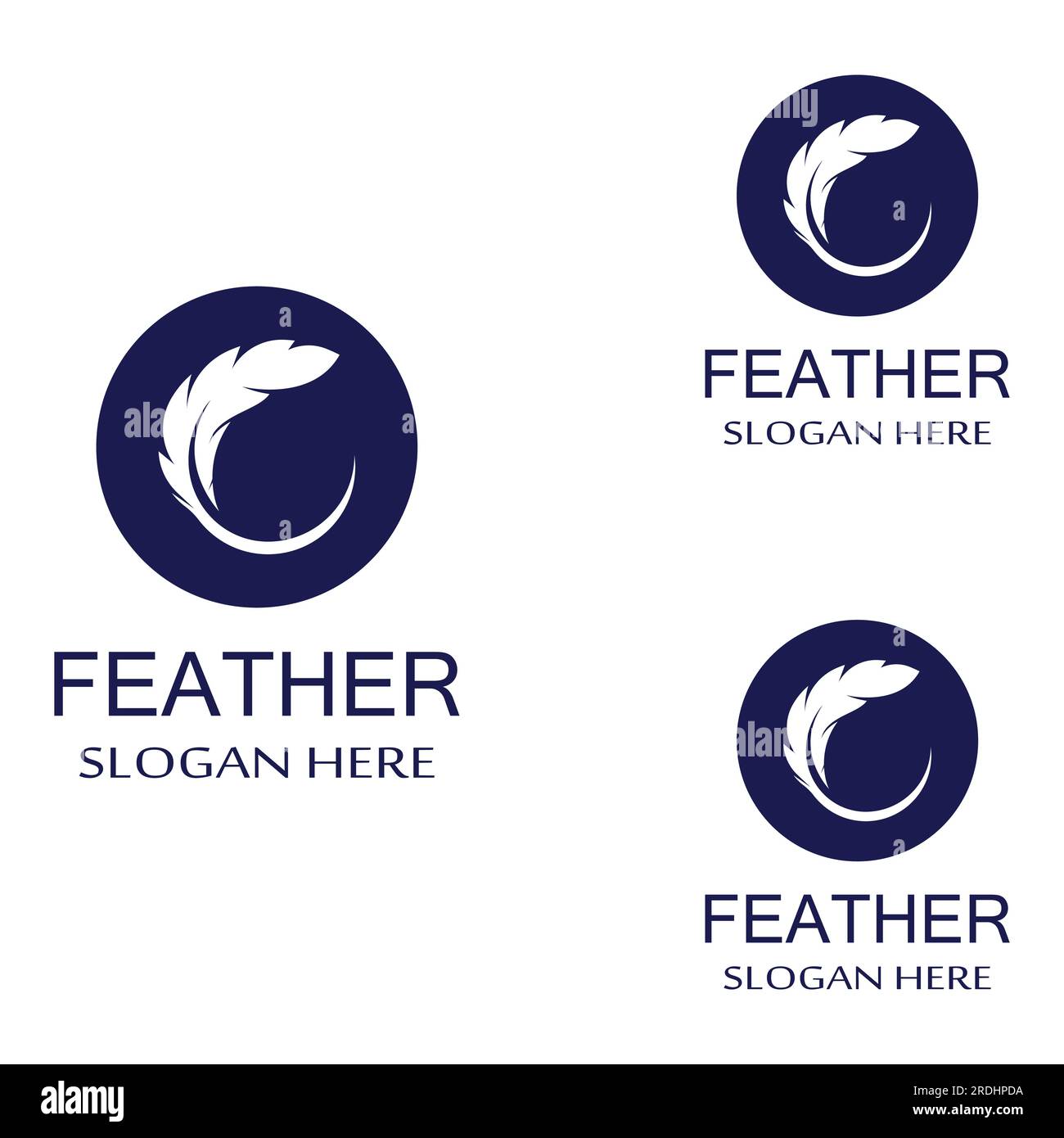 feather logo of fowl breed and pen made of feather using vector icon ...