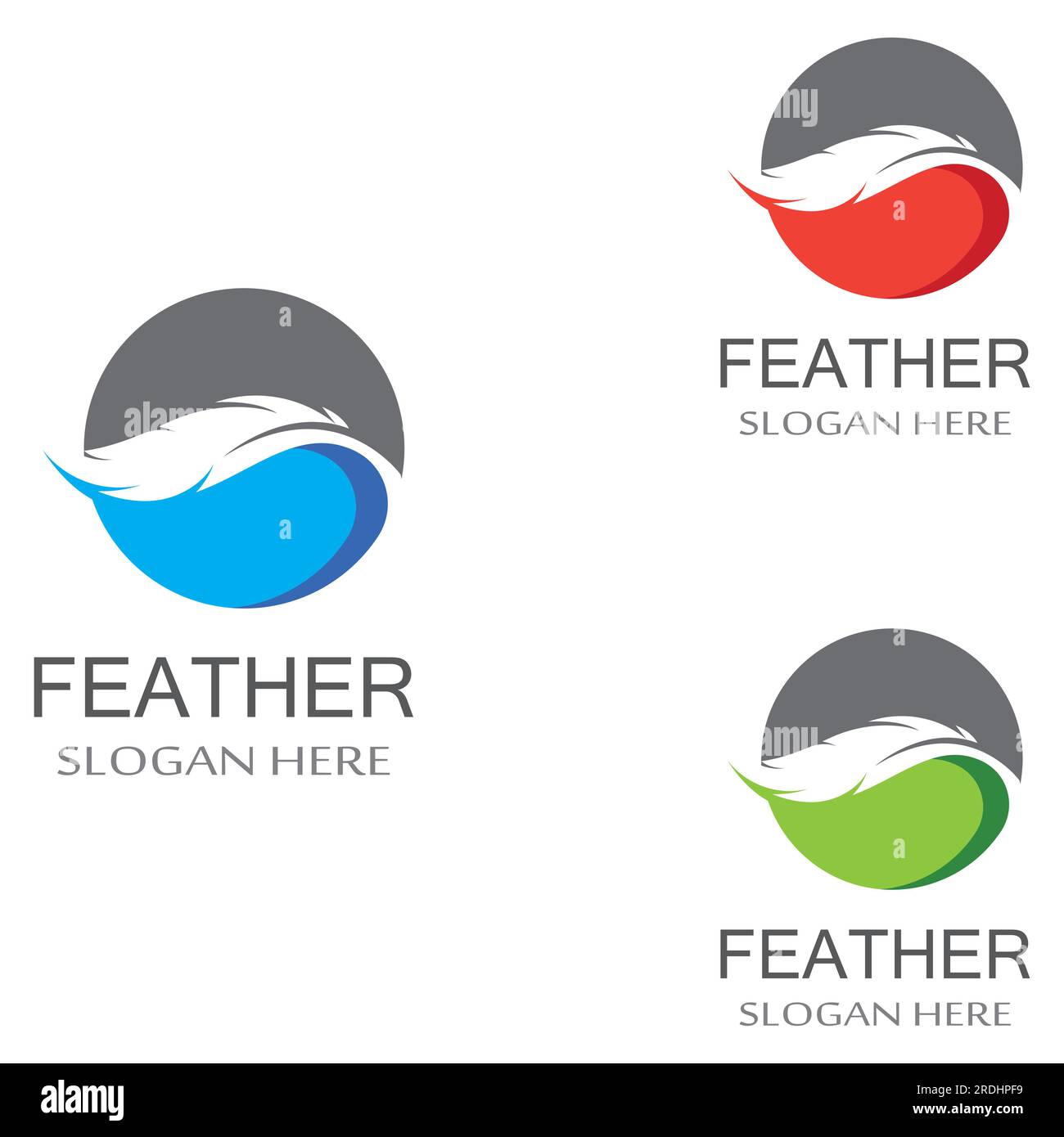 feather logo of fowl breed and pen made of feather using vector icon ...