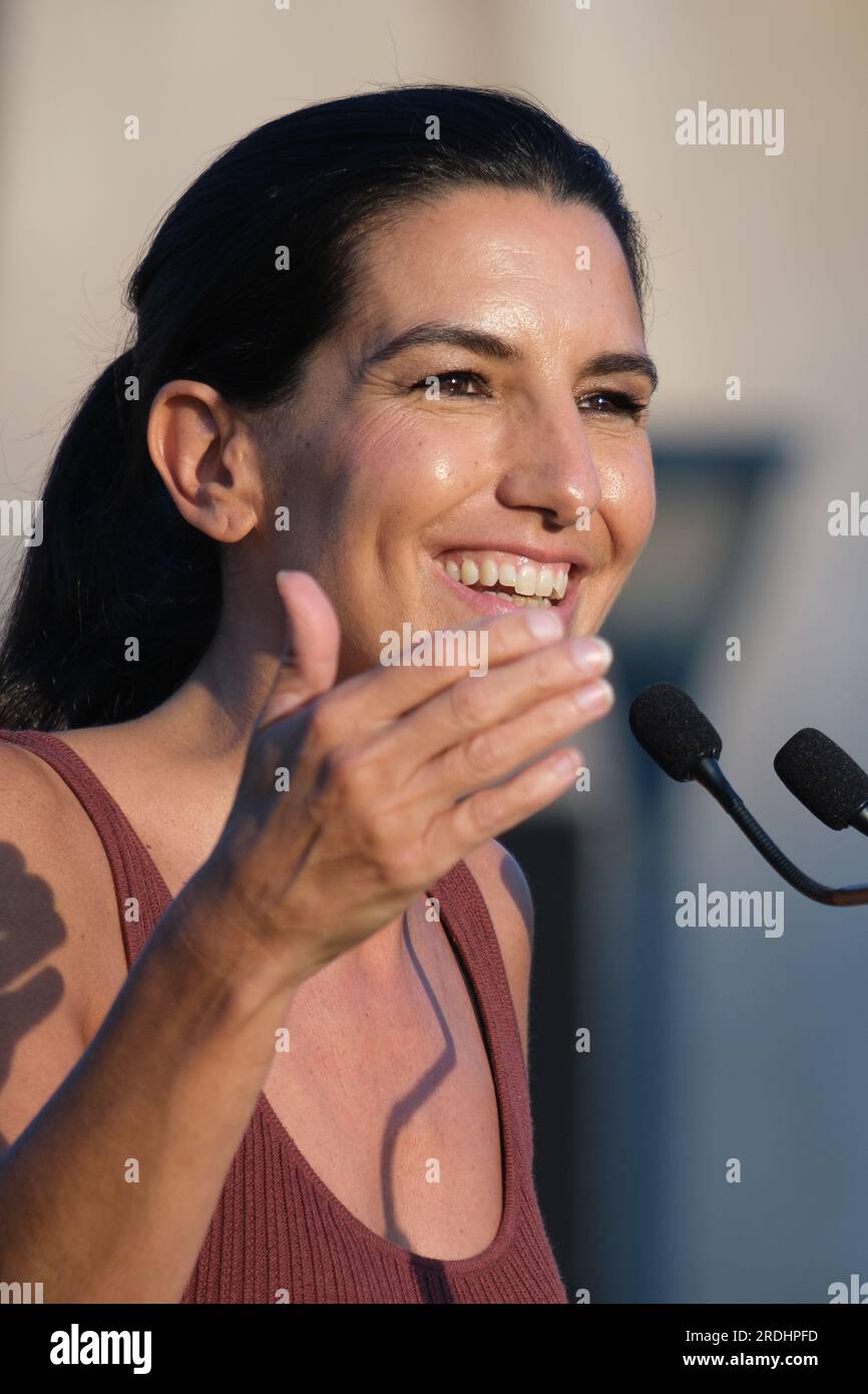 The leader of VOX Madrid, Rocio Monasterio during the closing rally of ...