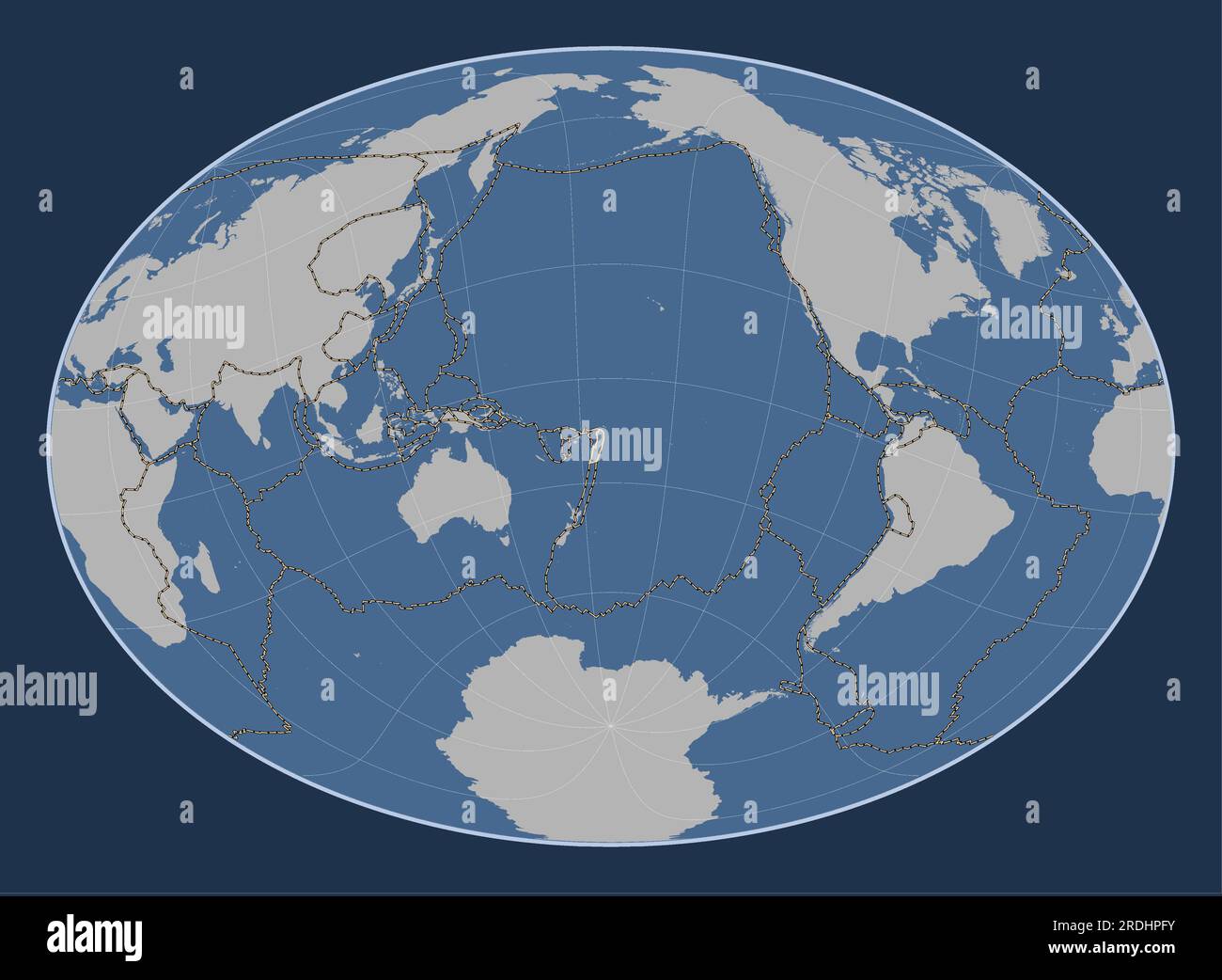 Shape of the Tonga tectonic plate on the world contour map map in the ...