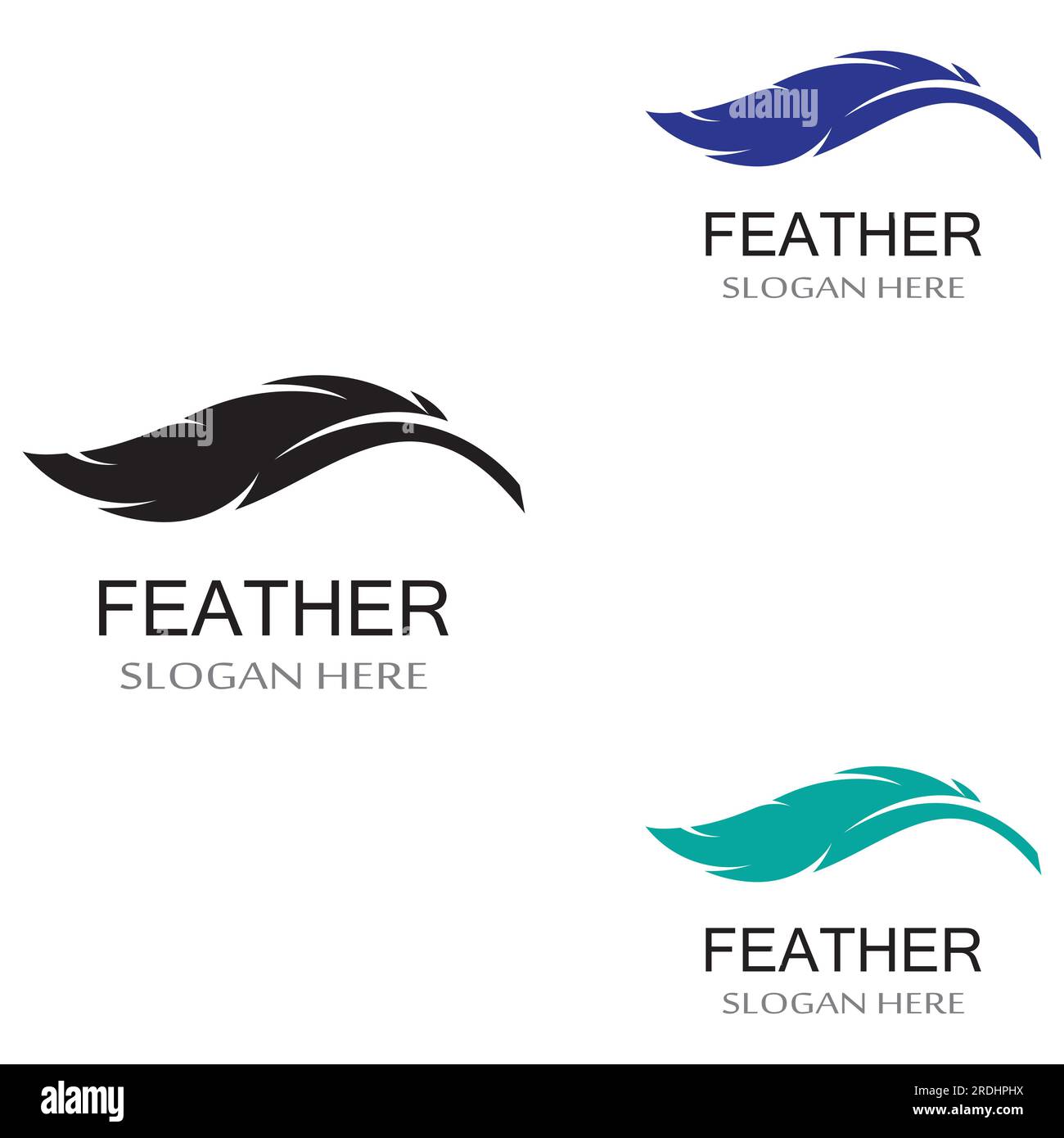 feather logo of fowl breed and pen made of feather using vector icon ...